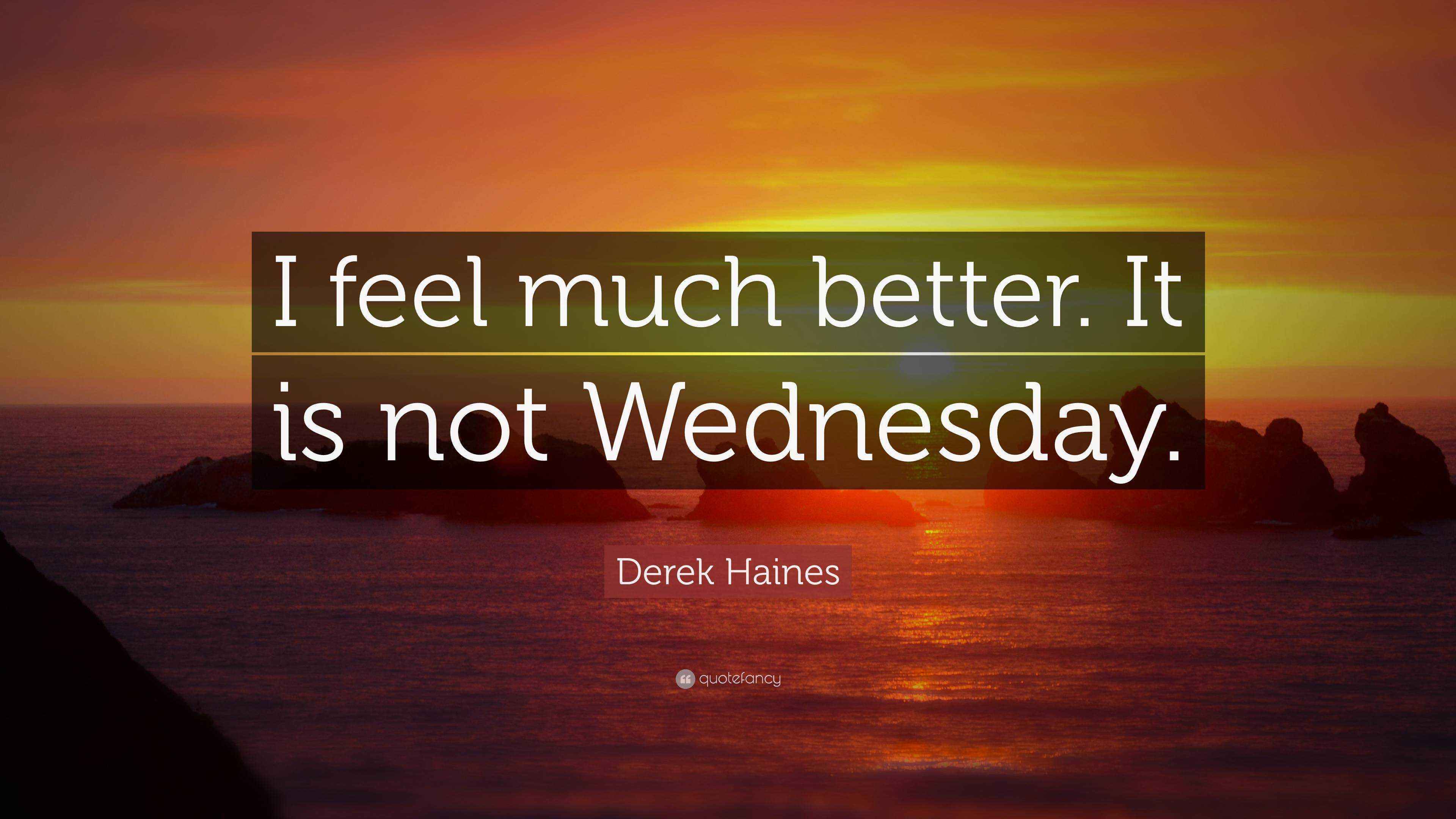 Derek Haines Quote: “I feel much better. It is not Wednesday.”