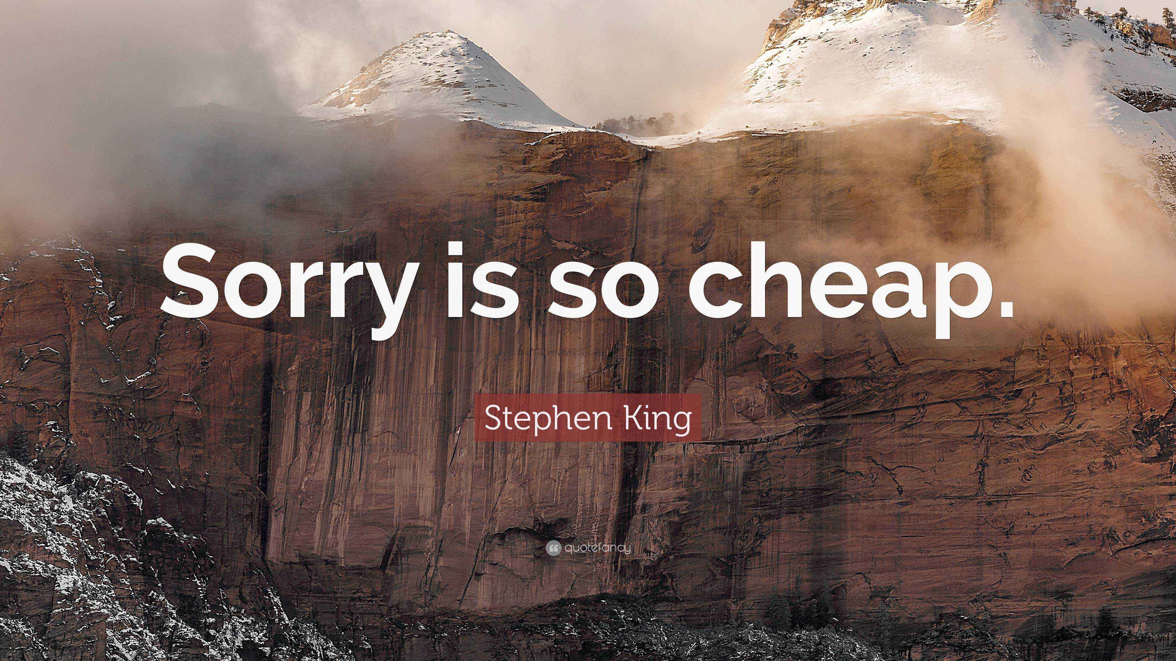 Stephen King Quote: “Sorry is so cheap.”