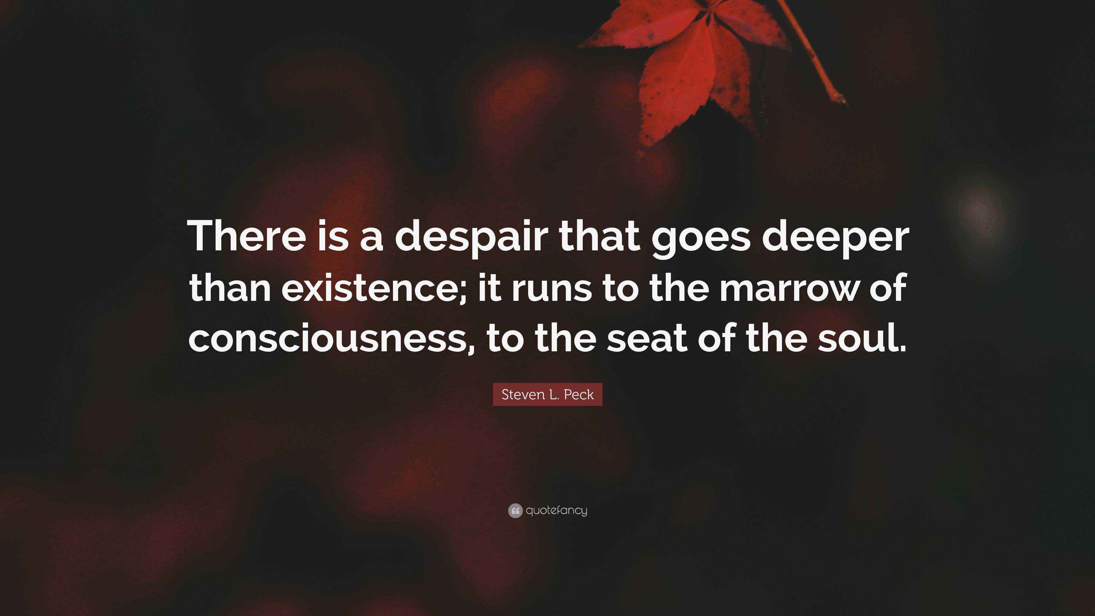 Steven L. Peck Quote: “There is a despair that goes deeper than ...