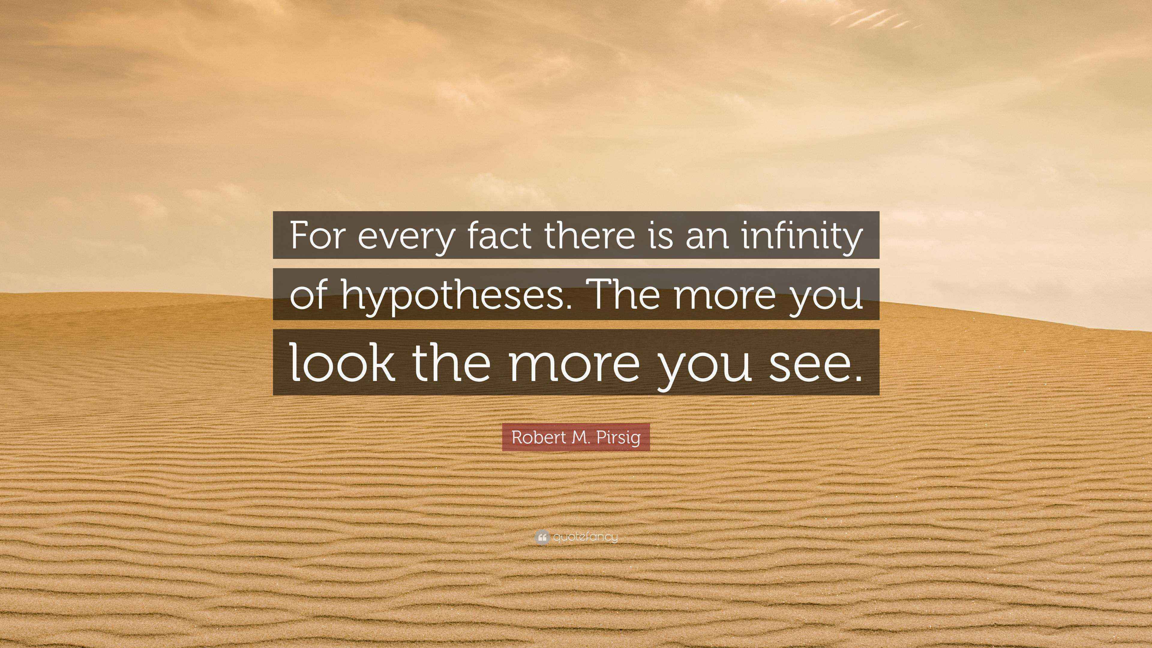 Robert M. Pirsig Quote: “For every fact there is an infinity of ...