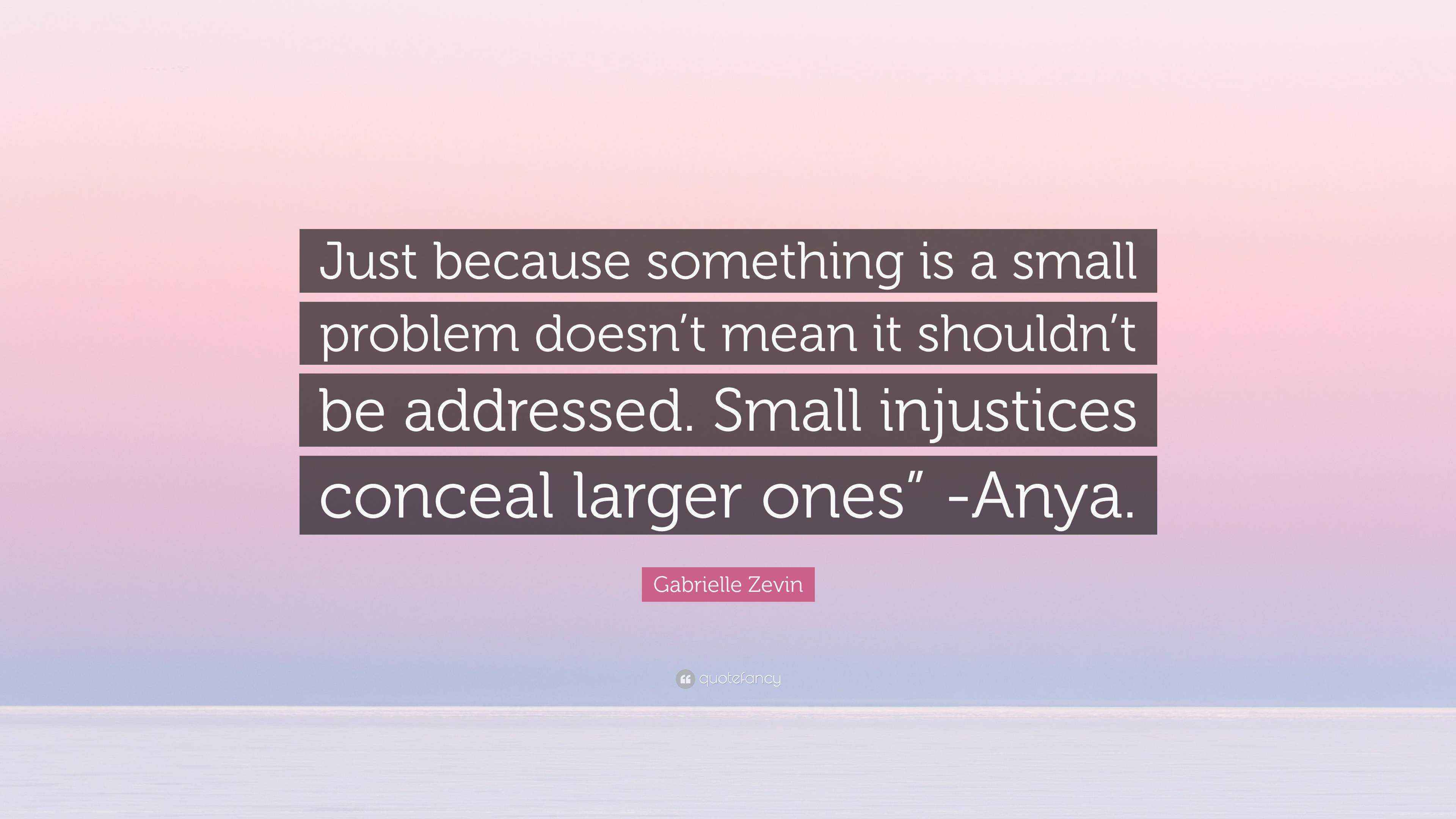 Gabrielle Zevin Quote: “Just because something is a small problem doesn ...