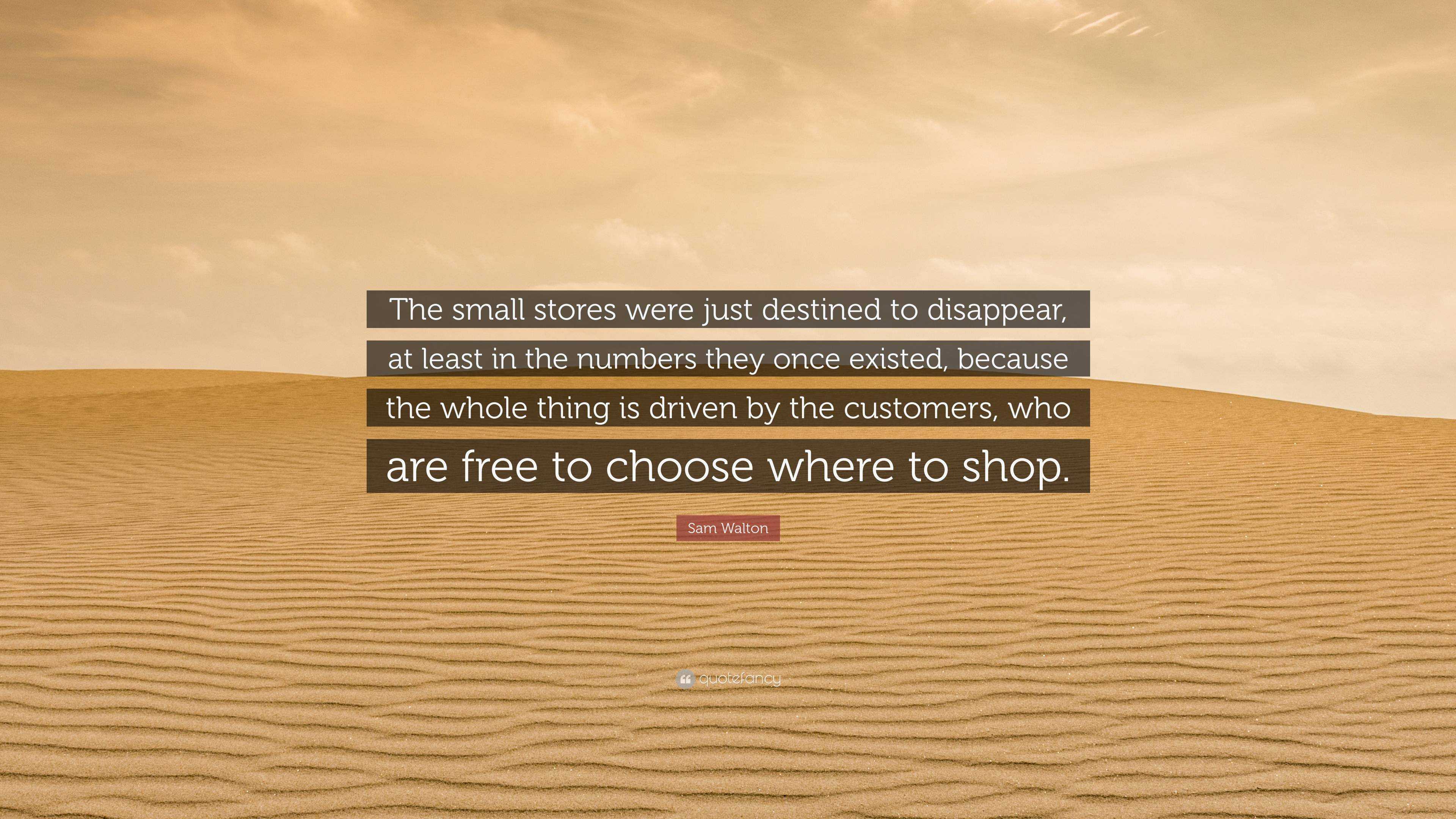Sam Walton Quote: “The small stores were just destined to disappear, at ...