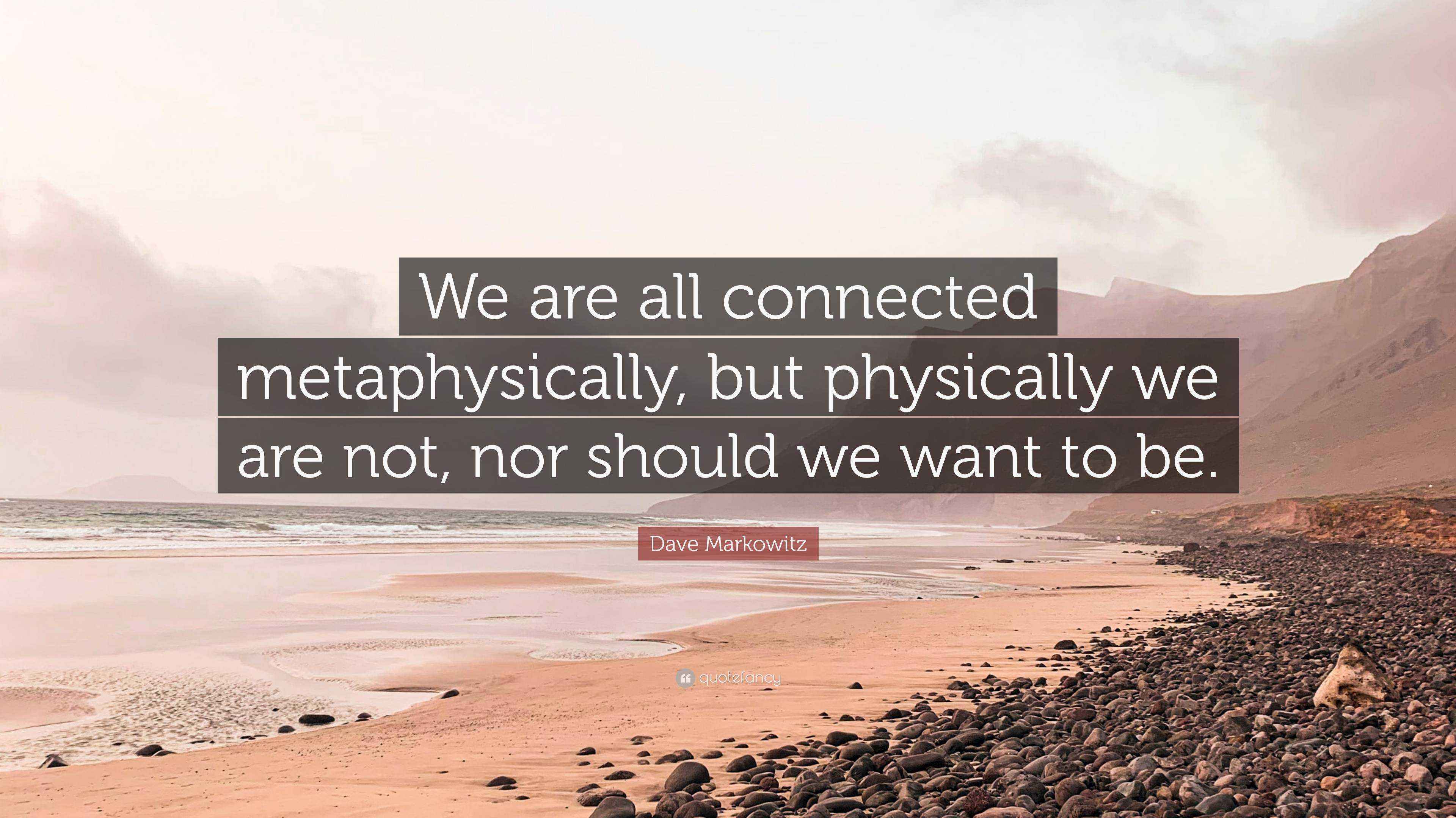 Dave Markowitz Quote: “We are all connected metaphysically, but ...