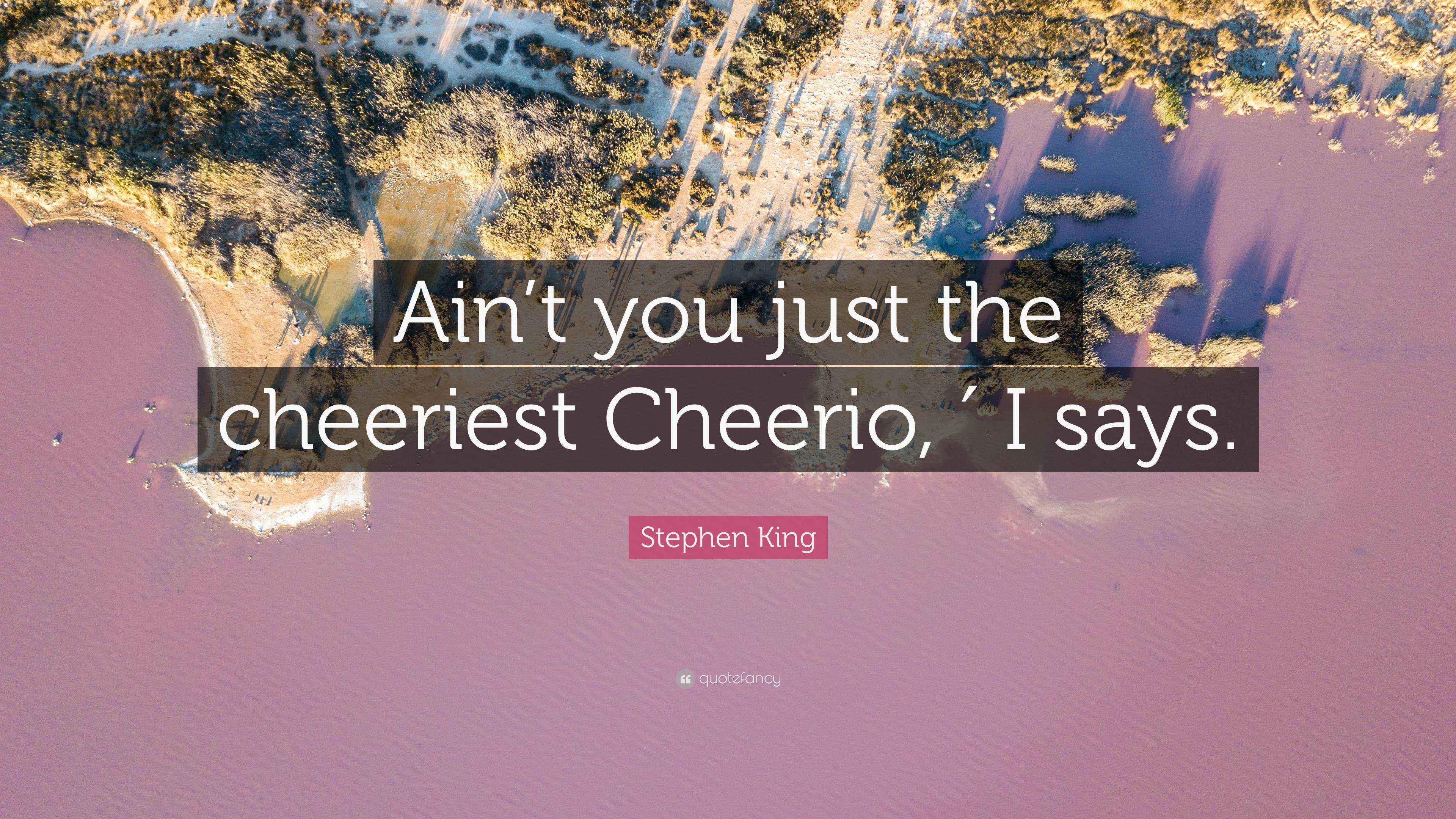 Stephen King Quote: “Ain’t you just the cheeriest Cheerio, ′ I says.”