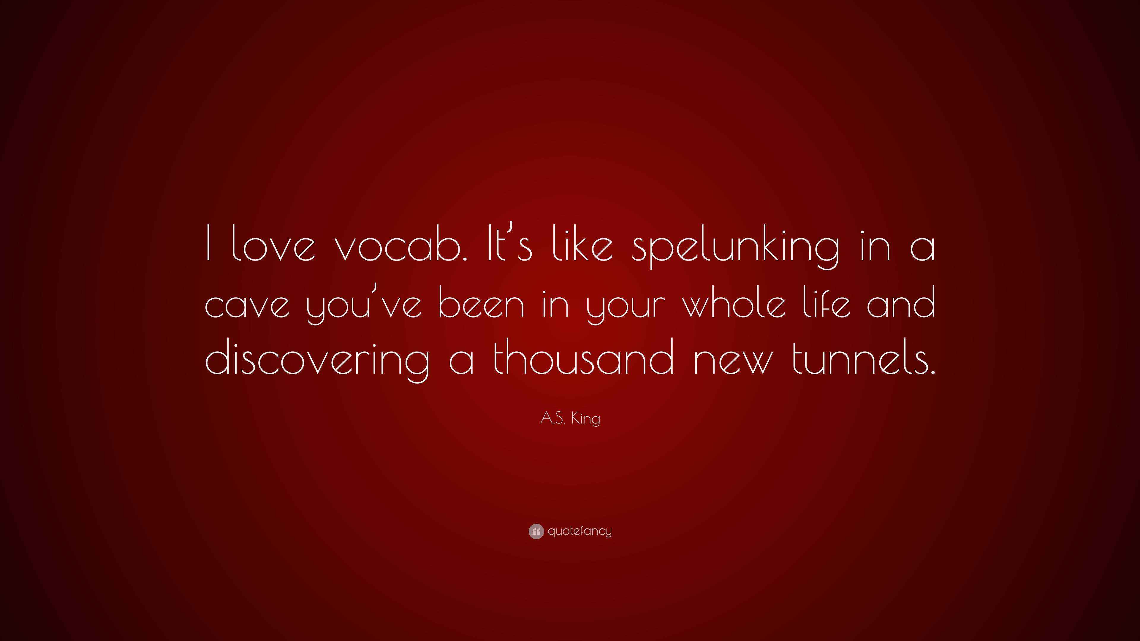 A.S. King Quote: “I love vocab. It’s like spelunking in a cave you’ve ...