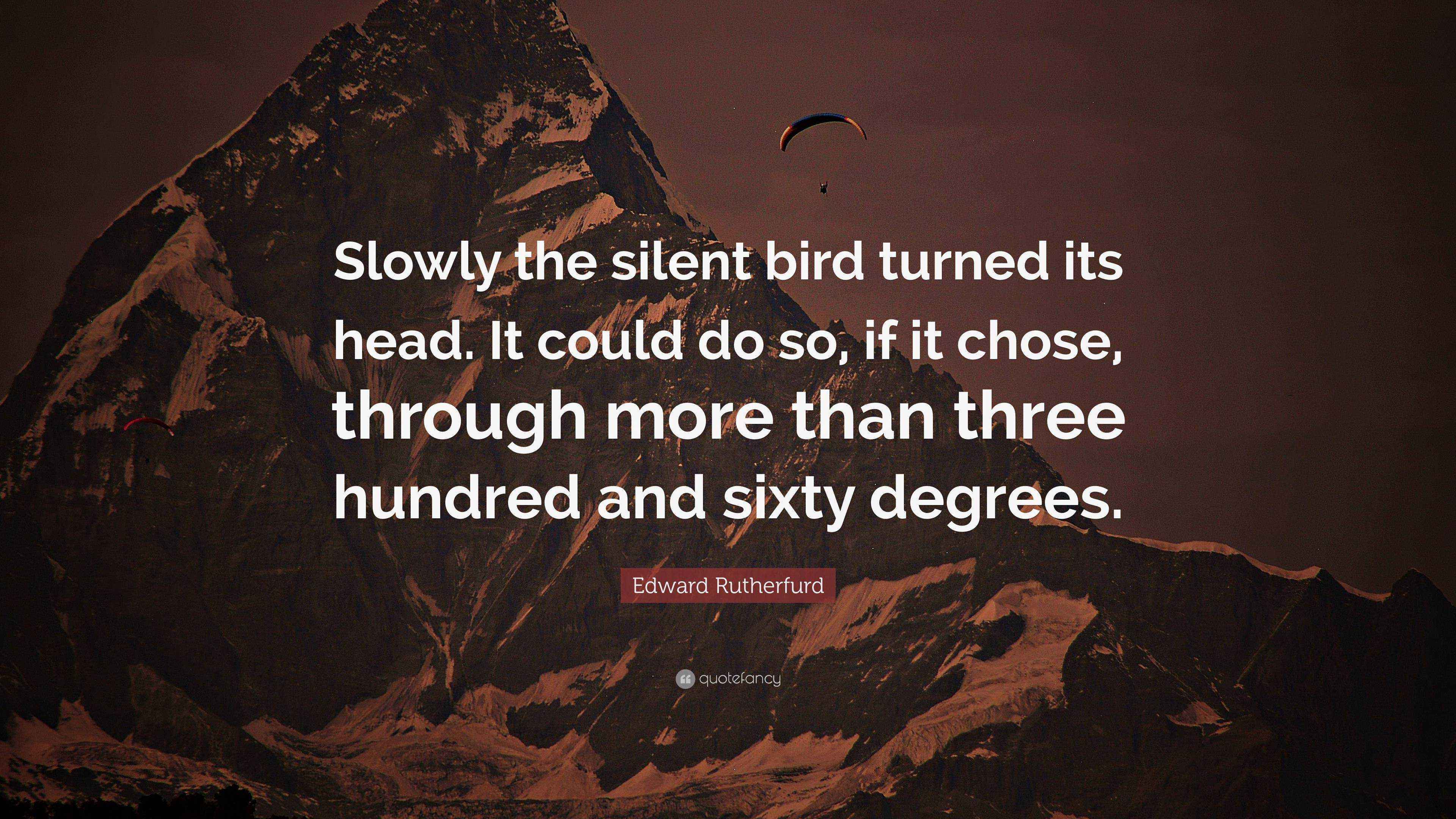 Edward Rutherfurd Quote: “Slowly the silent bird turned its head. It ...