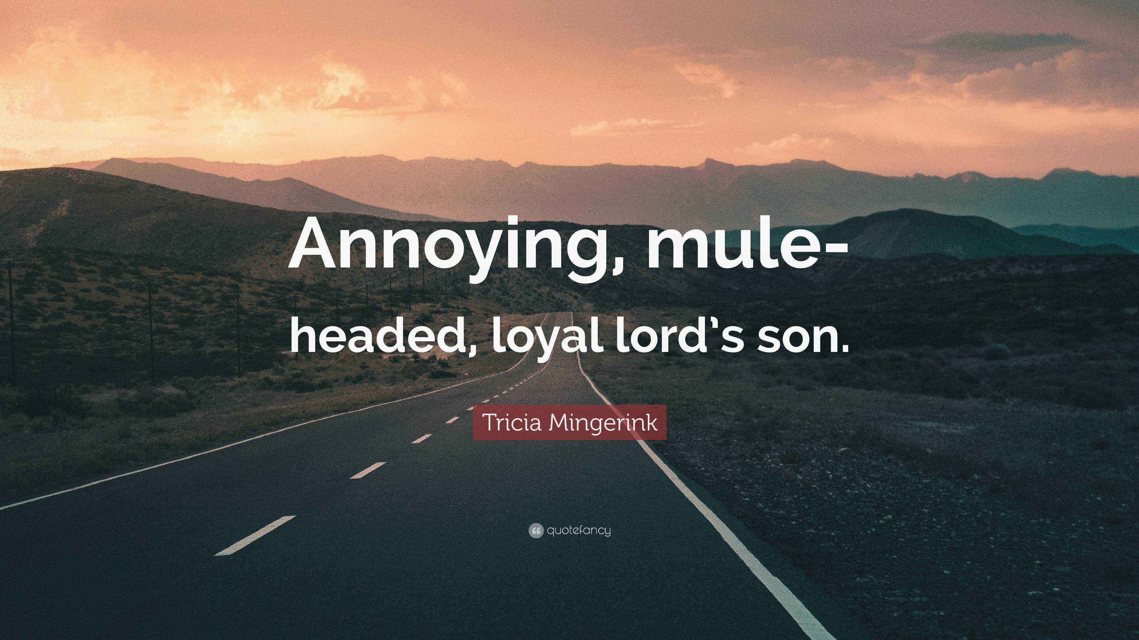 Tricia Mingerink Quote: “Annoying, mule-headed, loyal lord’s son.”