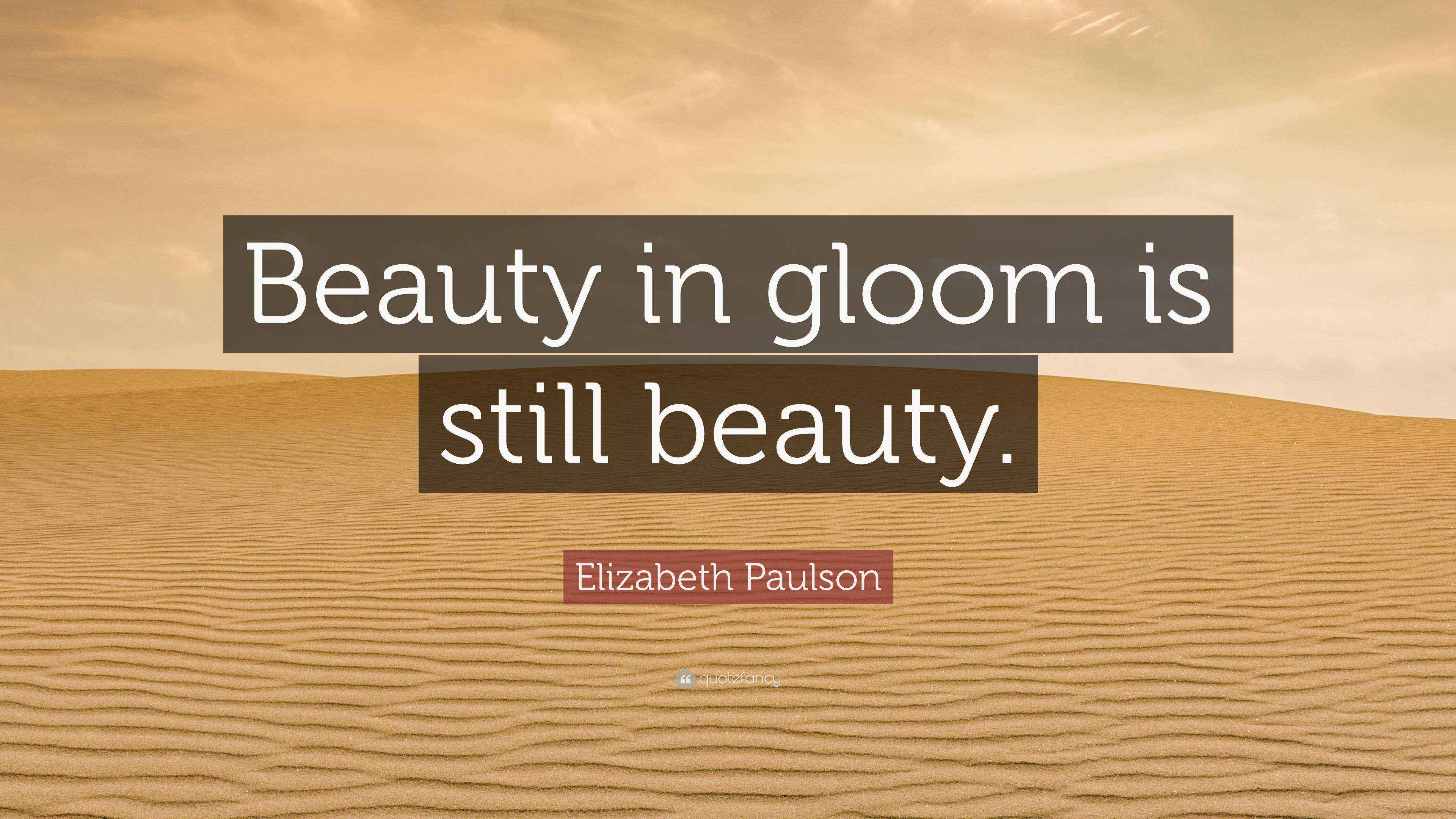 Elizabeth Paulson Quote: “Beauty in gloom is still beauty.”