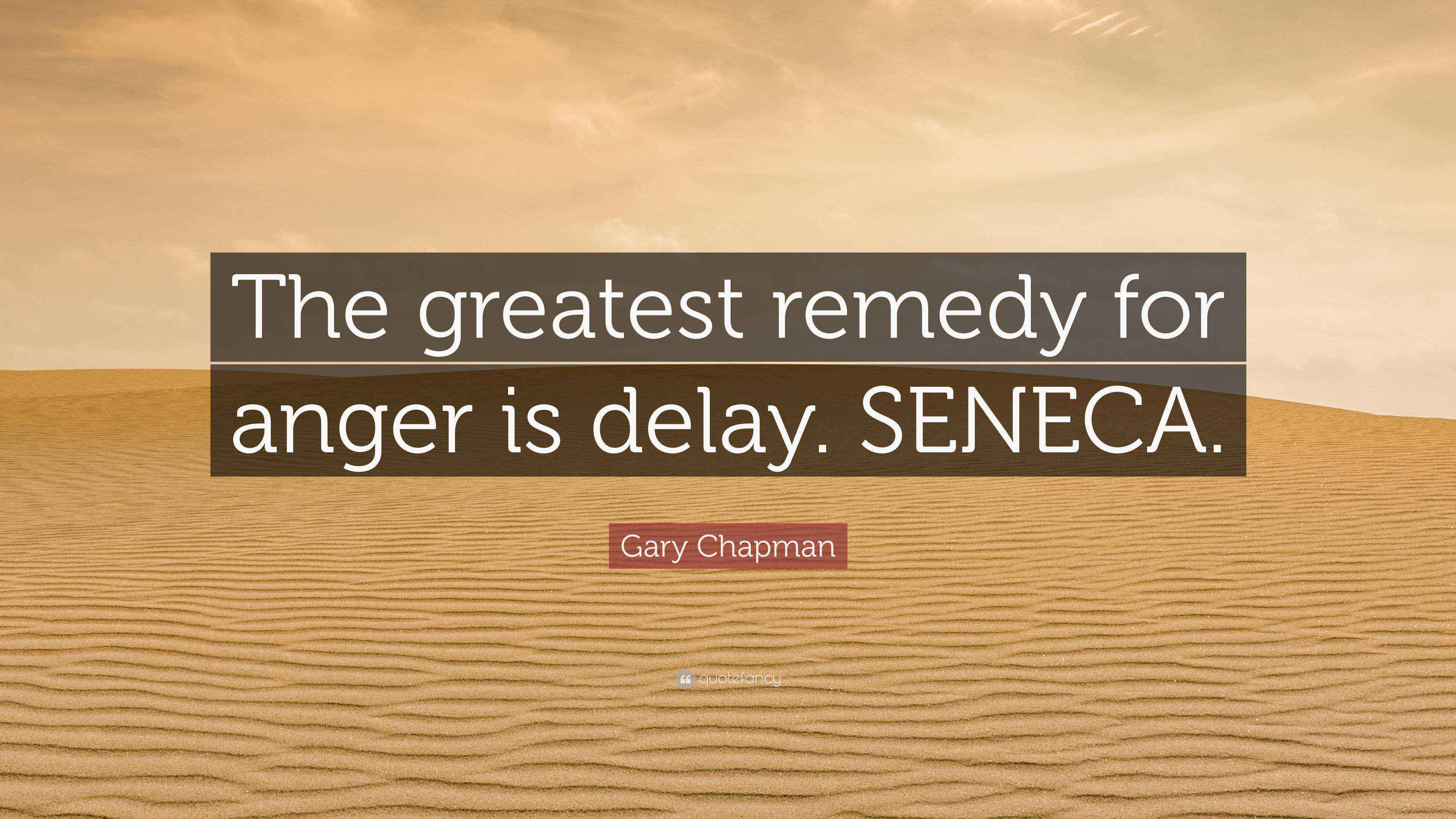 Gary Chapman Quote: “The greatest remedy for anger is delay. SENECA.”