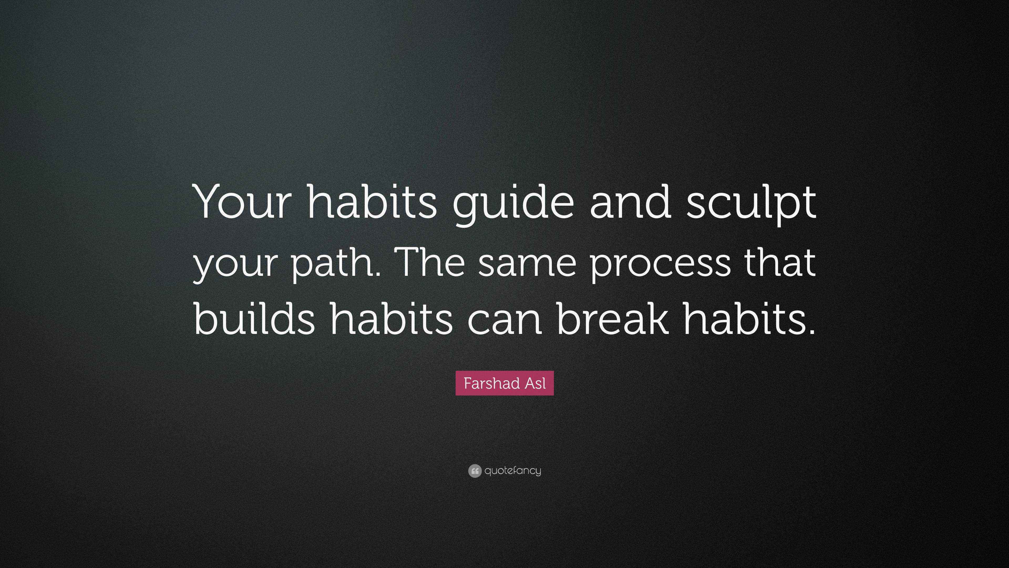 Farshad Asl Quote: “Your habits guide and sculpt your path. The same ...