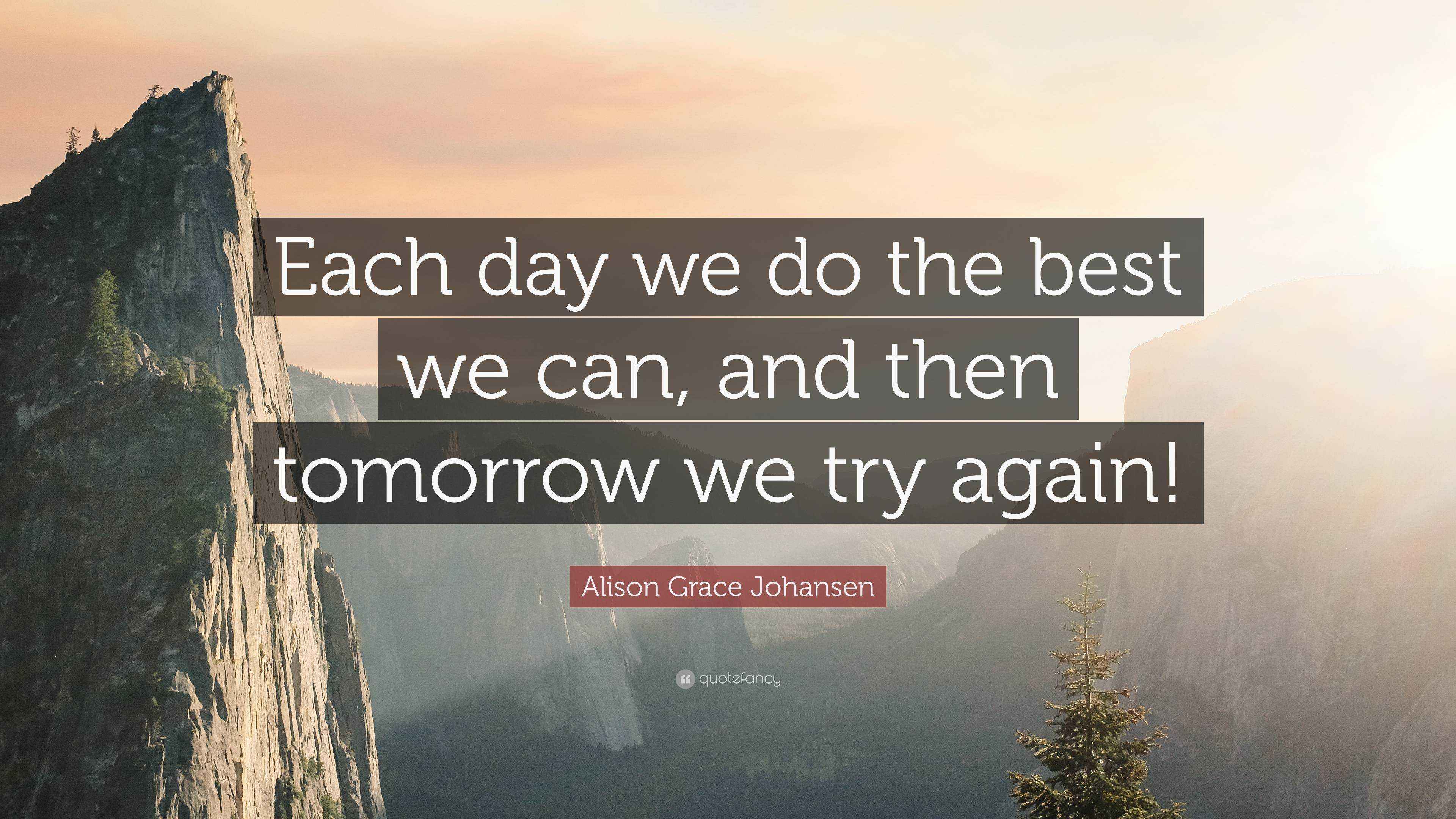 Alison Grace Johansen Quote: “Each day we do the best we can, and then ...
