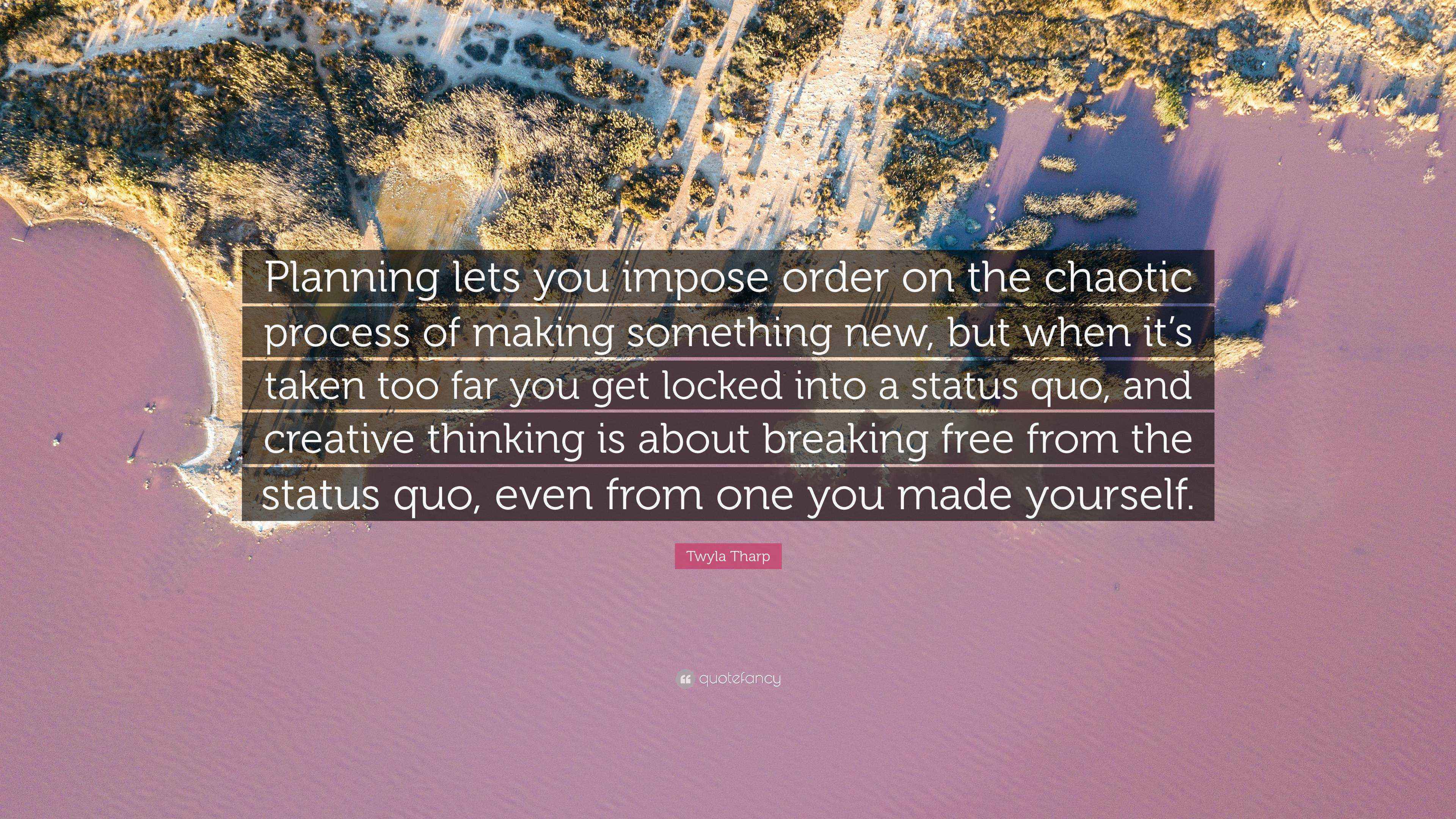 Twyla Tharp Quote: “Planning lets you impose order on the chaotic ...