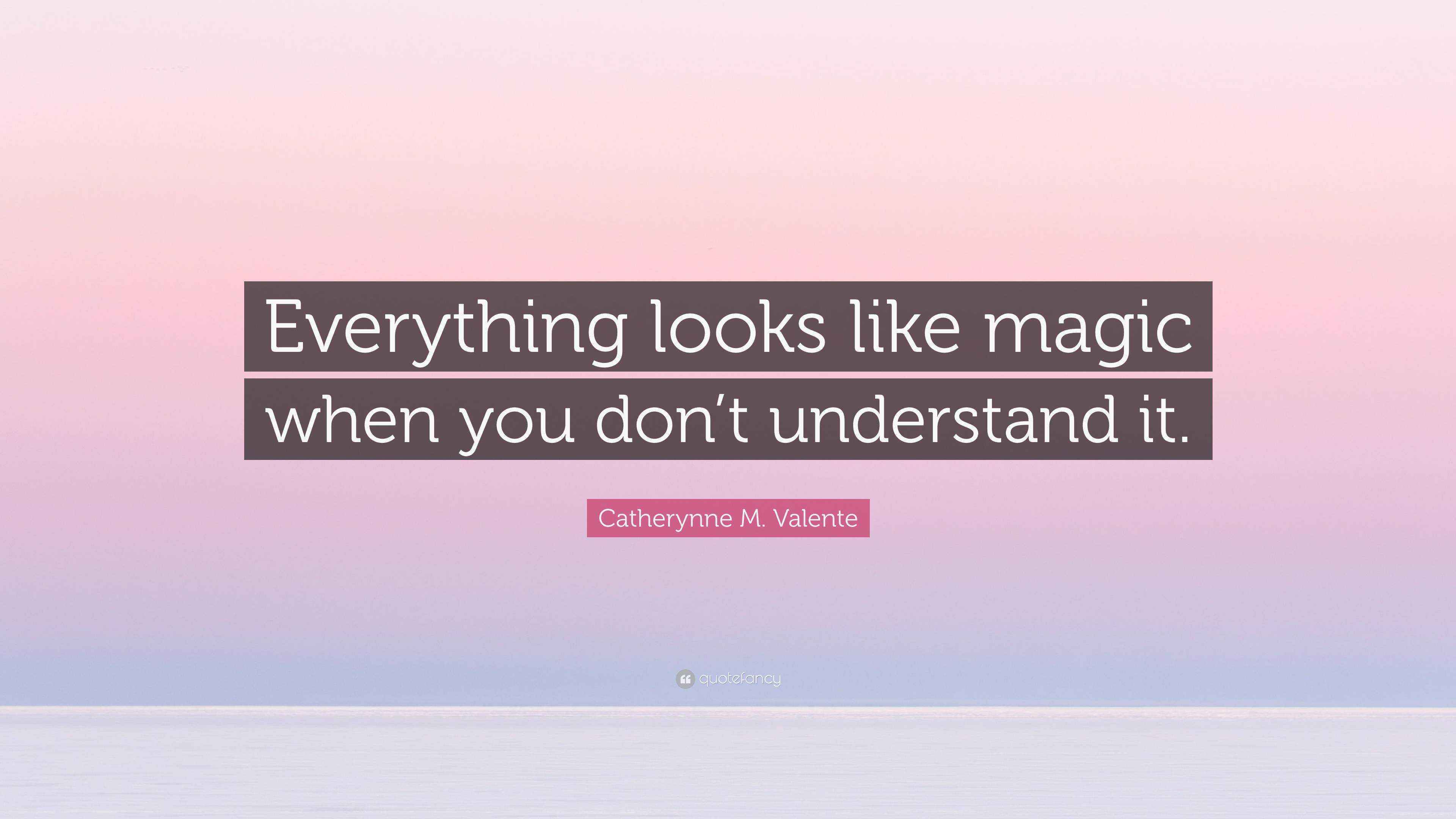 Catherynne M. Valente Quote: “Everything looks like magic when you don ...
