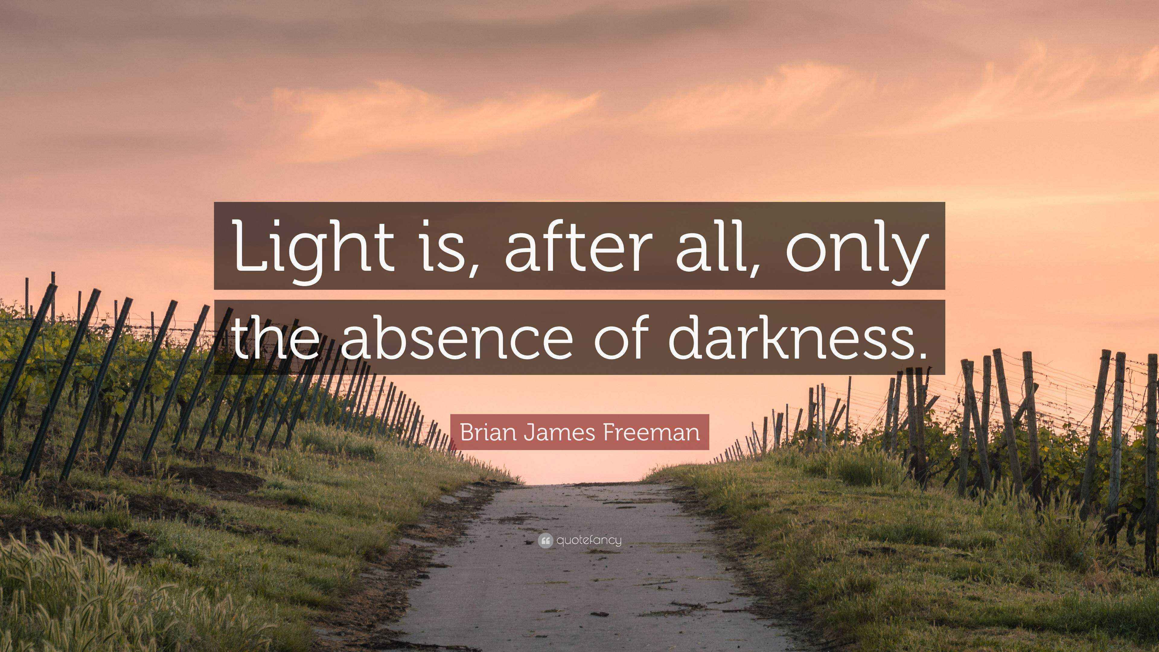 Brian James Freeman Quote: “Light is, after all, only the absence of darkness.”