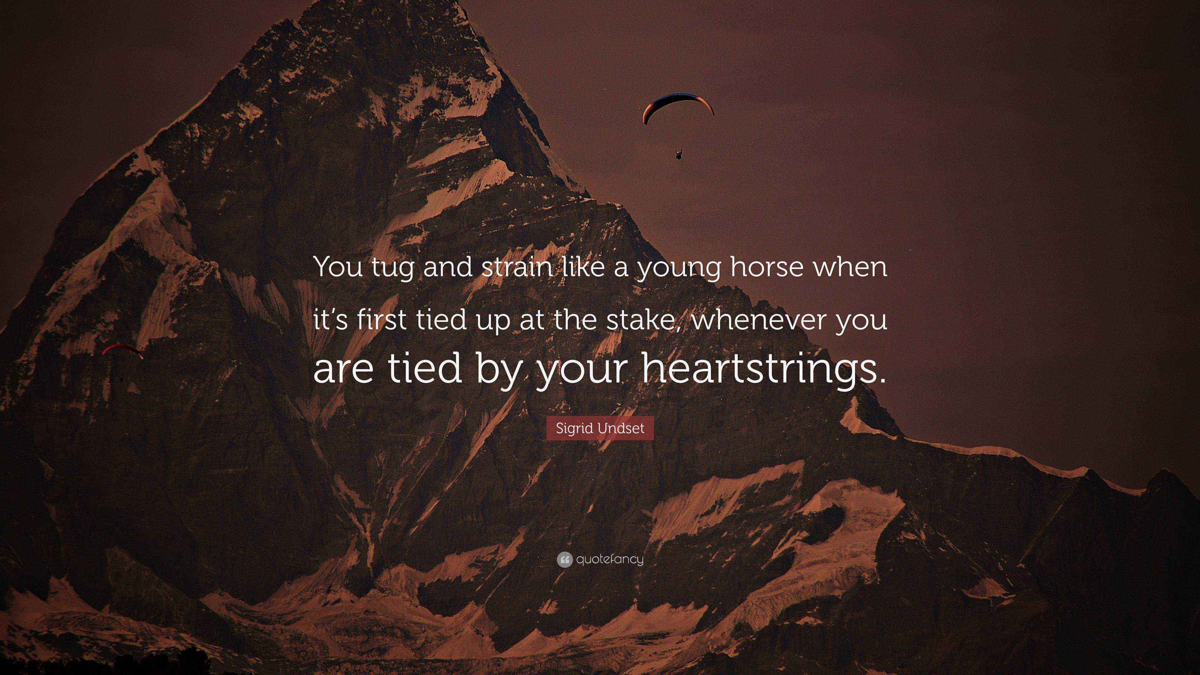 Sigrid Undset Quote: “You tug and strain like a young horse when it’s ...