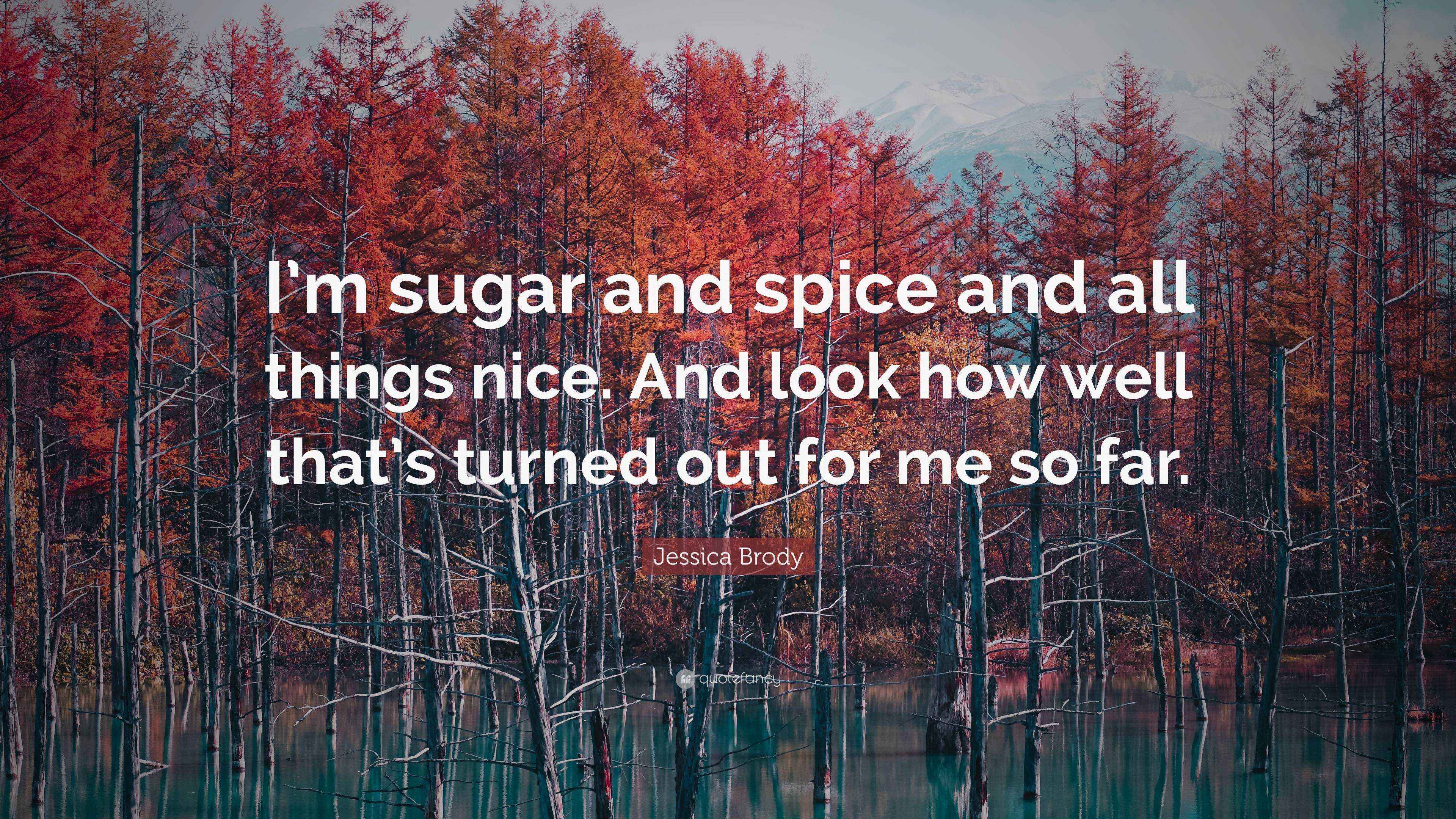 Jessica Brody Quote: “I’m sugar and spice and all things nice. And look ...