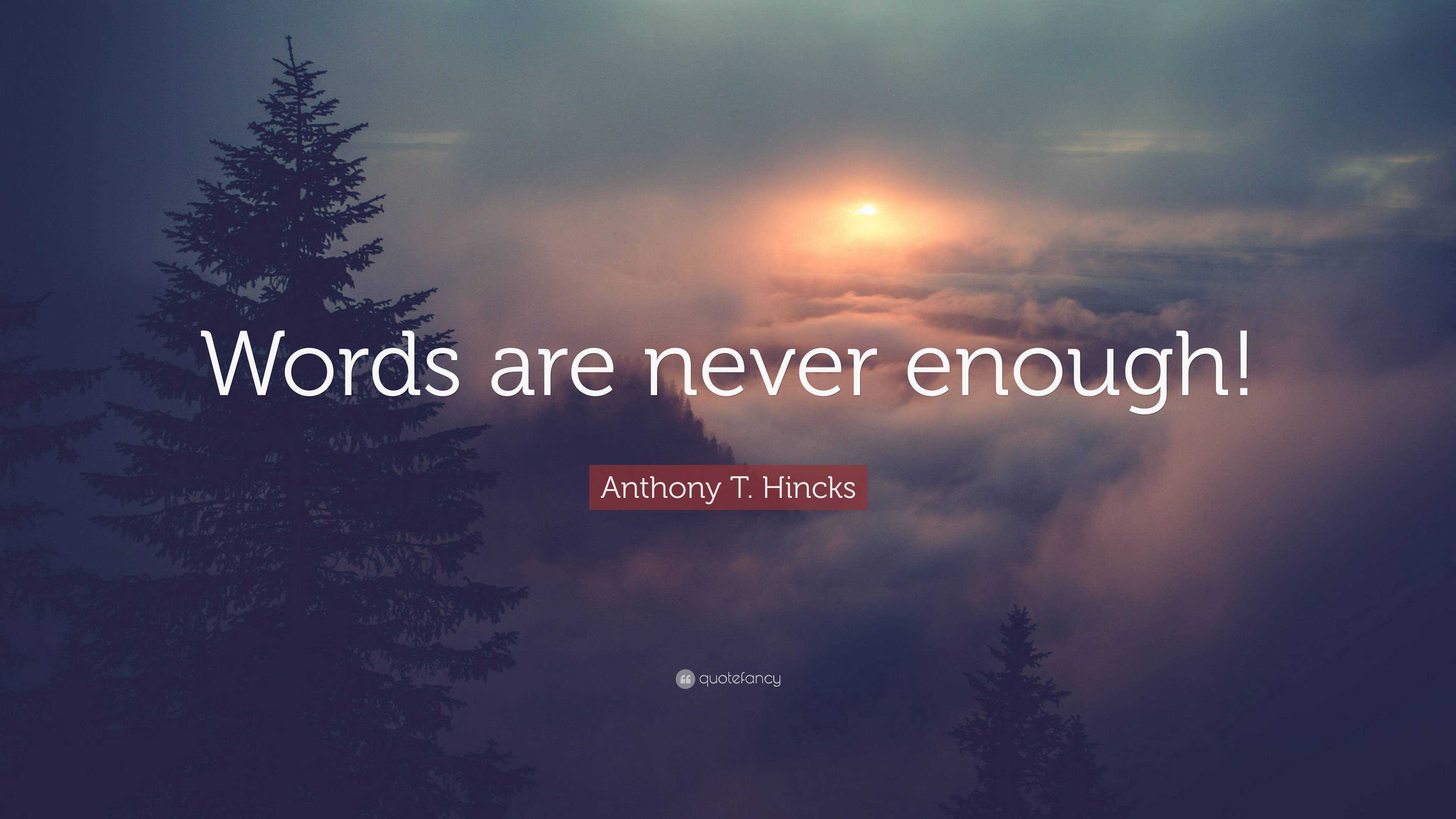 Anthony T. Hincks Quote: “Words are never enough!”