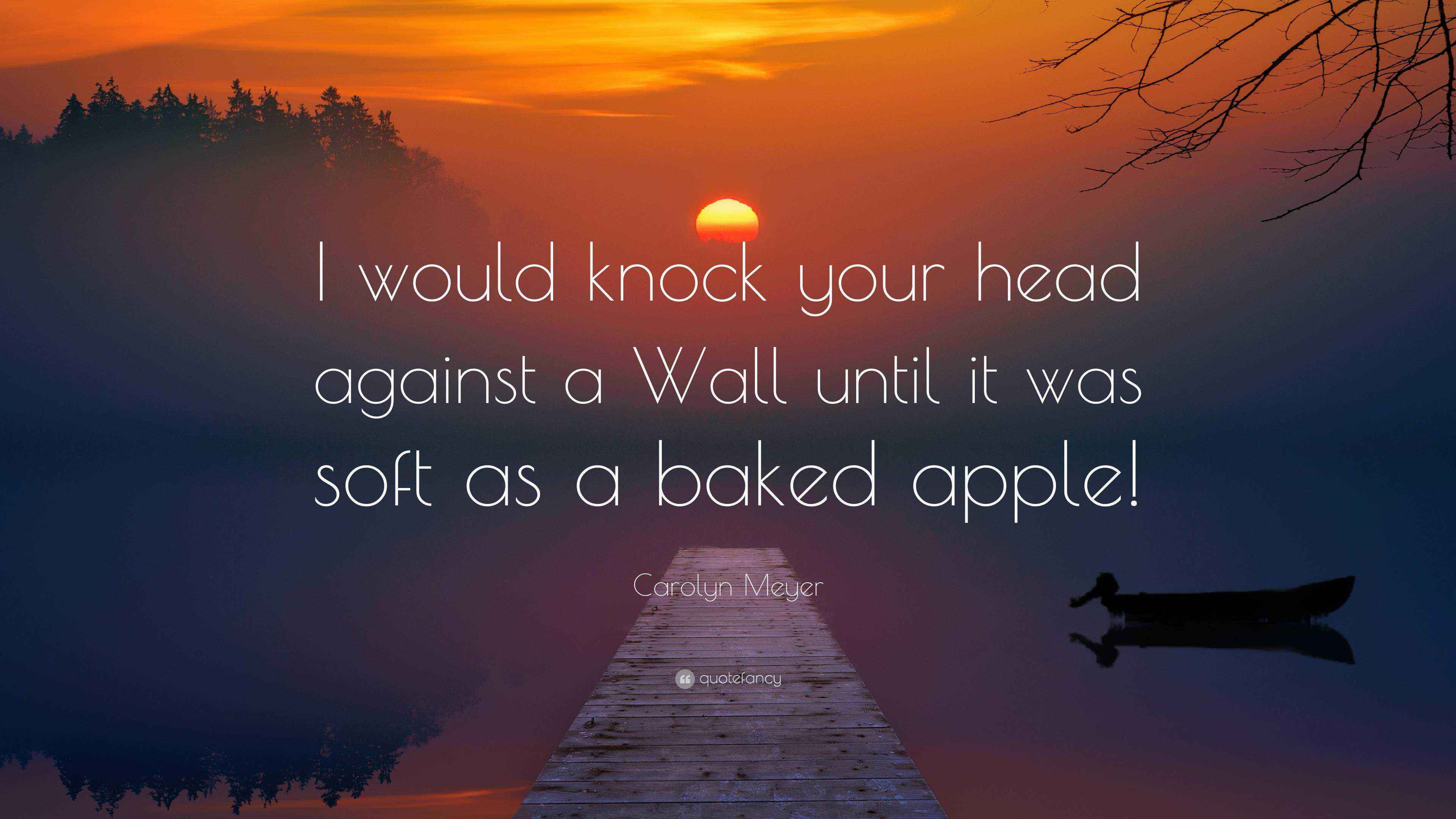 Carolyn Meyer Quote: “I would knock your head against a Wall until it ...