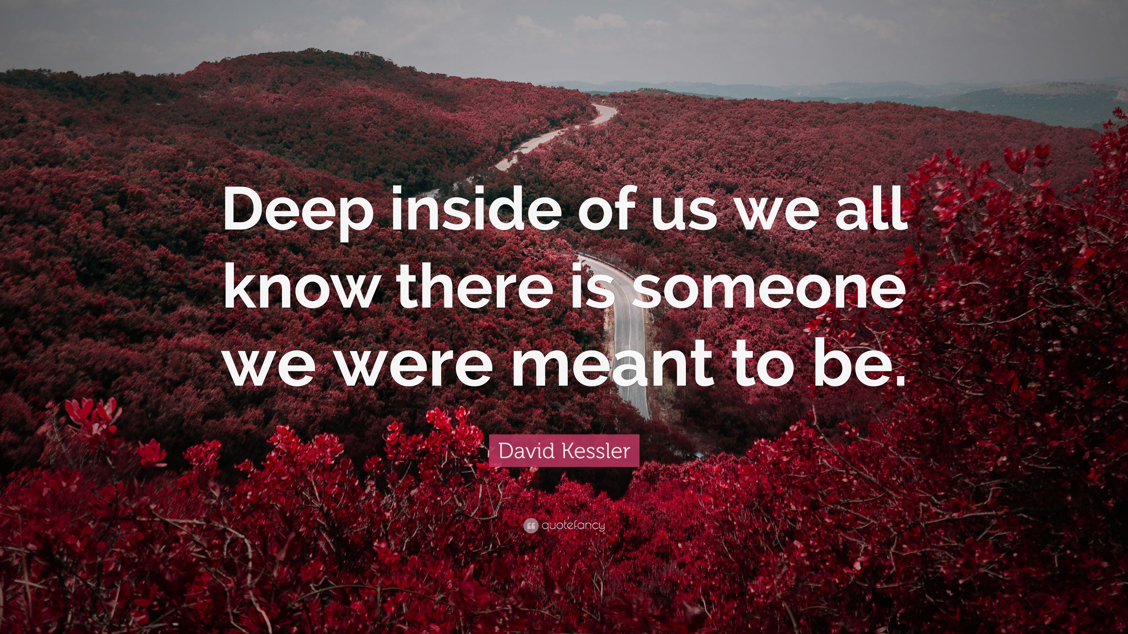 David Kessler Quote: “Deep inside of us we all know there is someone we ...
