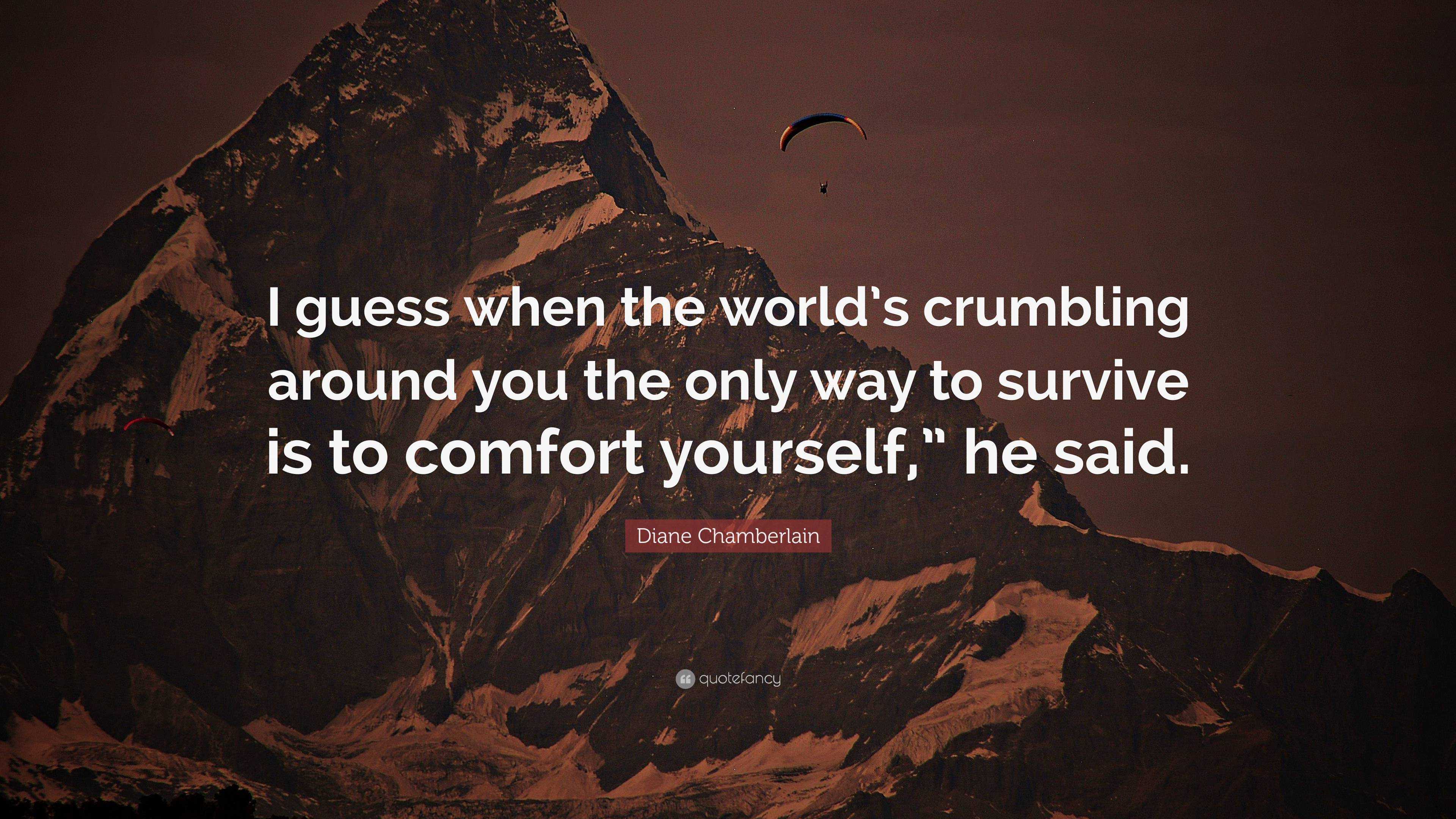 Diane Chamberlain Quote: “I guess when the world’s crumbling around you ...