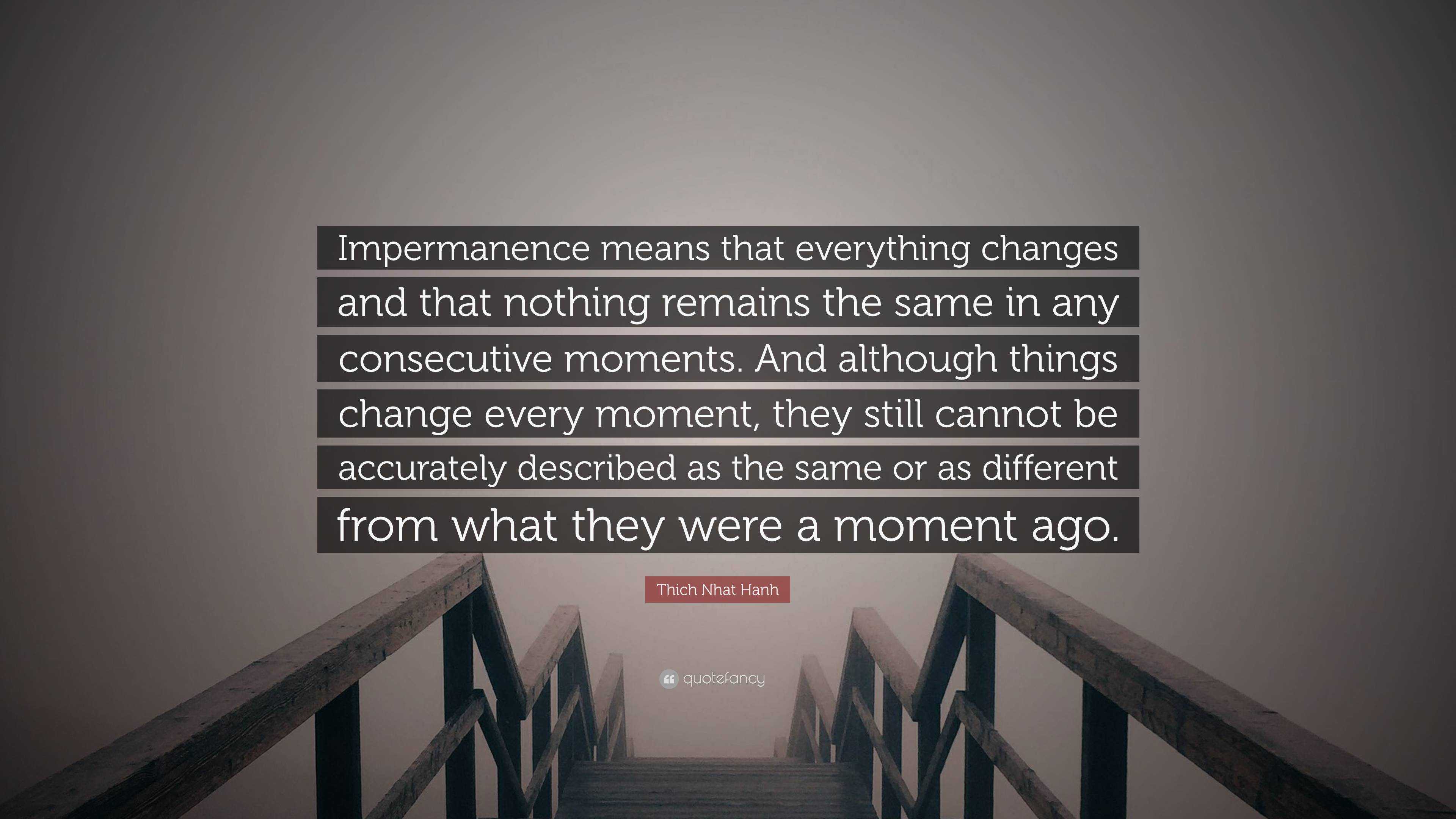 Thich Nhat Hanh Quote: “Impermanence means that everything changes and ...