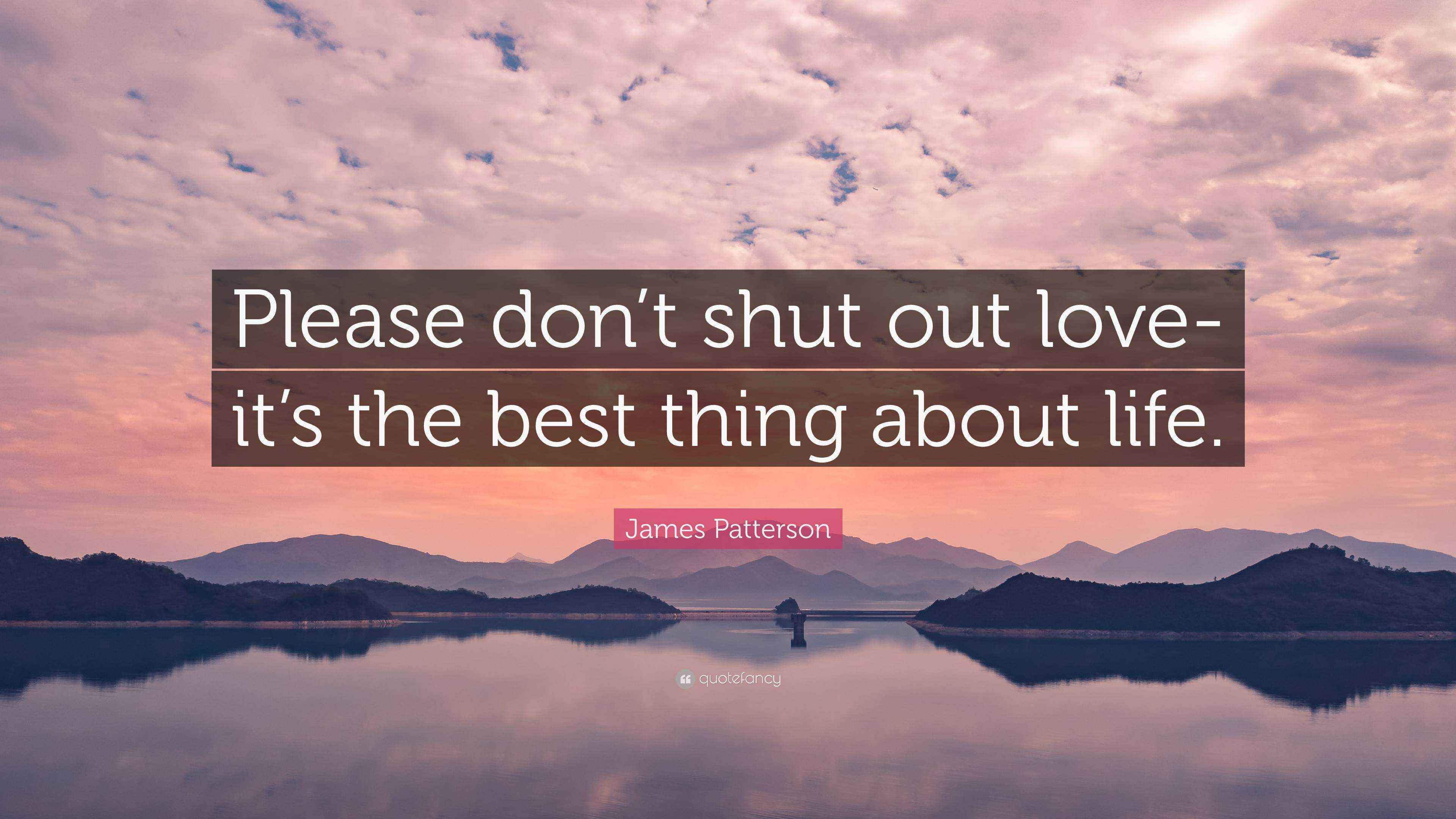 James Patterson Quote: “Please don’t shut out love- it’s the best thing ...