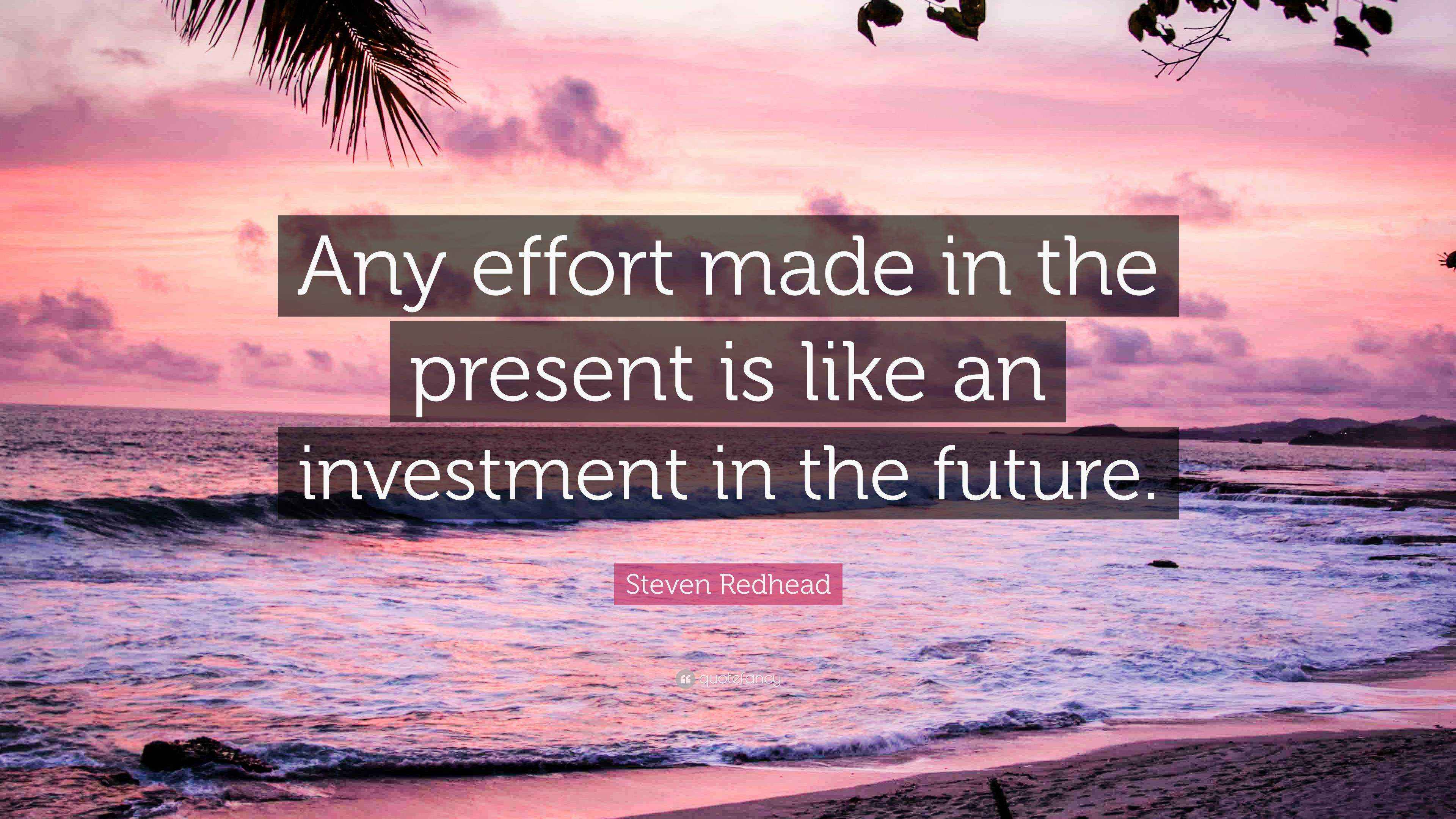 Steven Redhead Quote: “Any effort made in the present is like an ...
