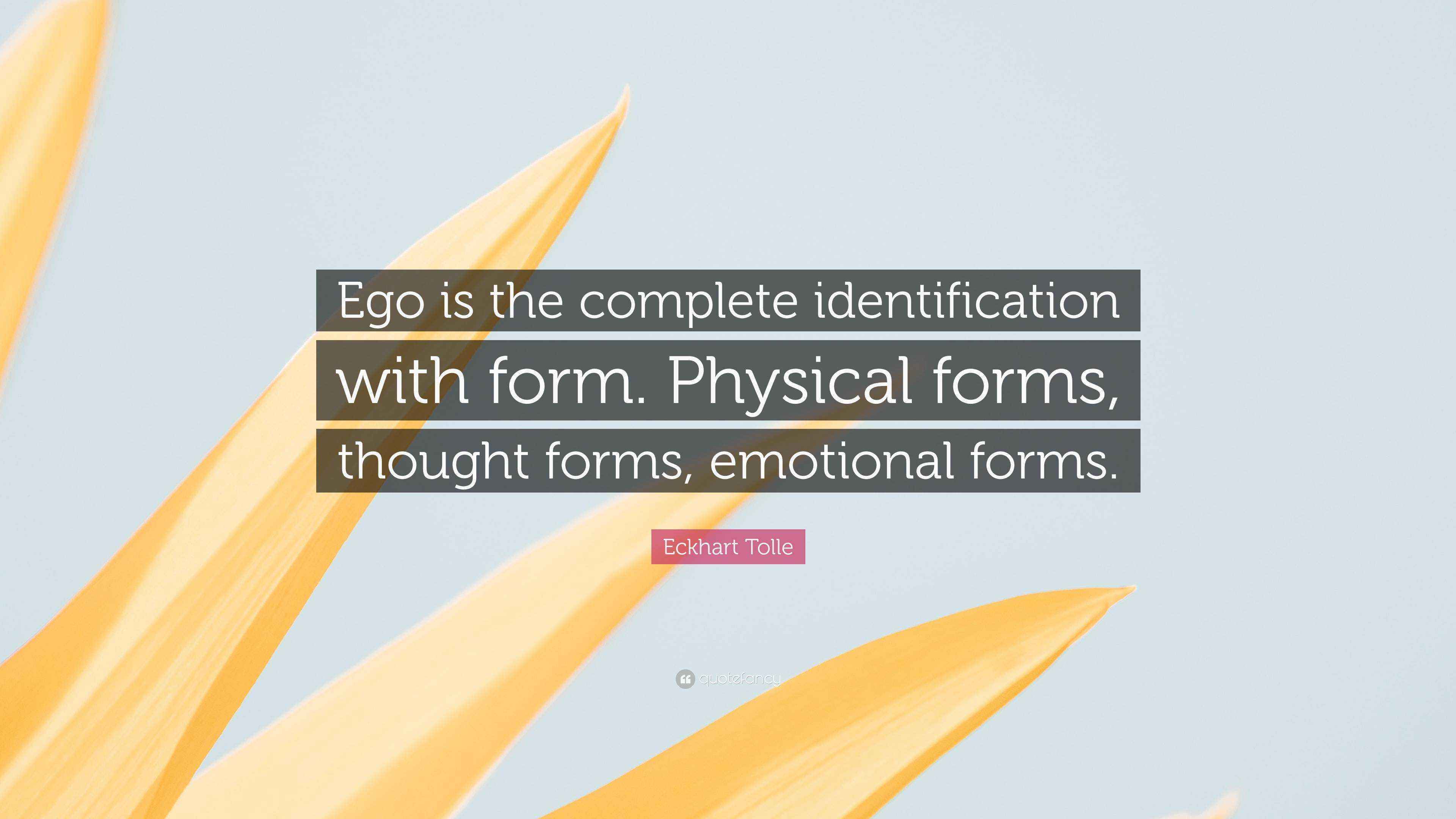 Eckhart Tolle Quote: “Ego is the complete identification with form ...