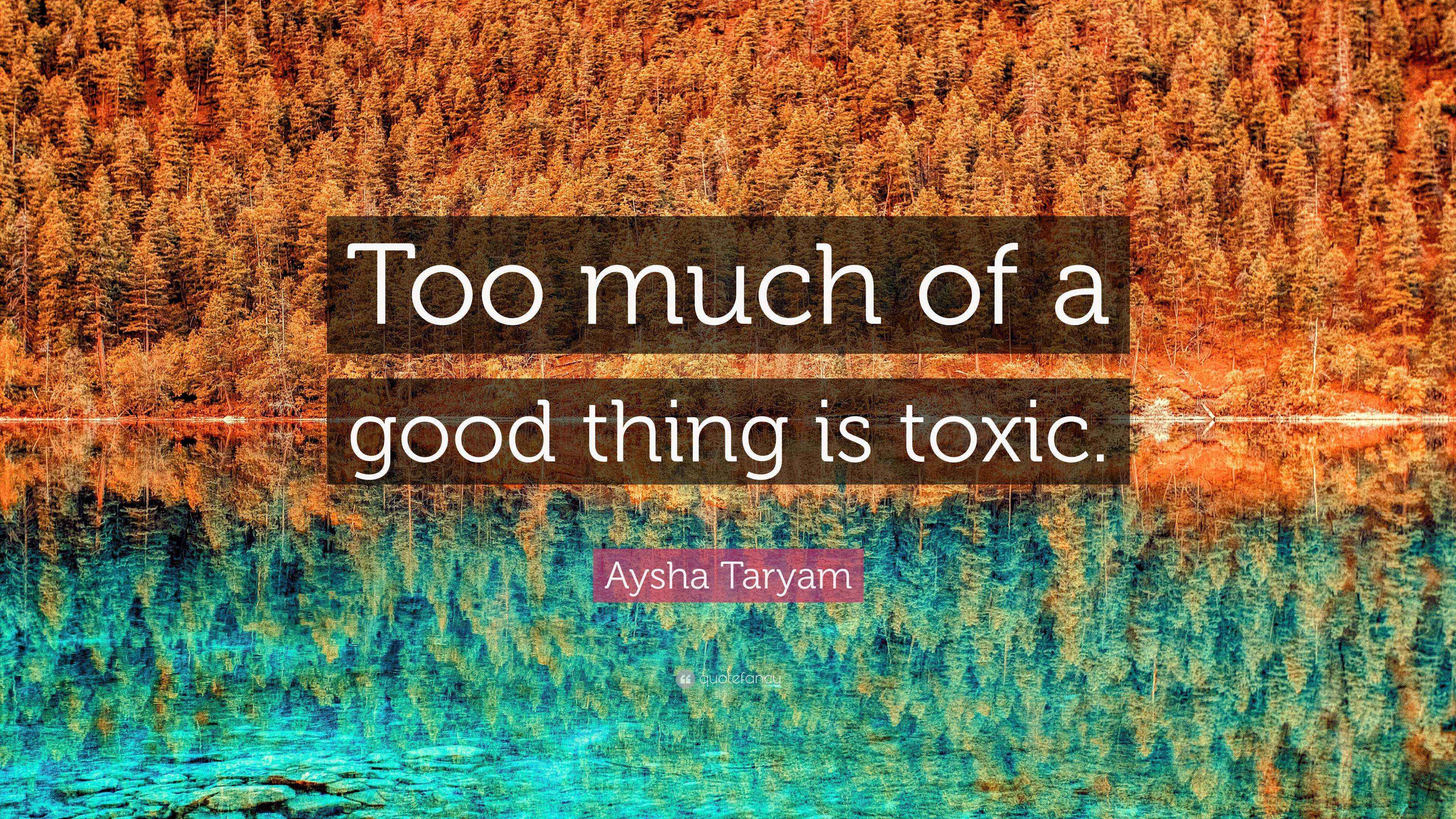 Aysha Taryam Quote: “Too much of a good thing is toxic.”