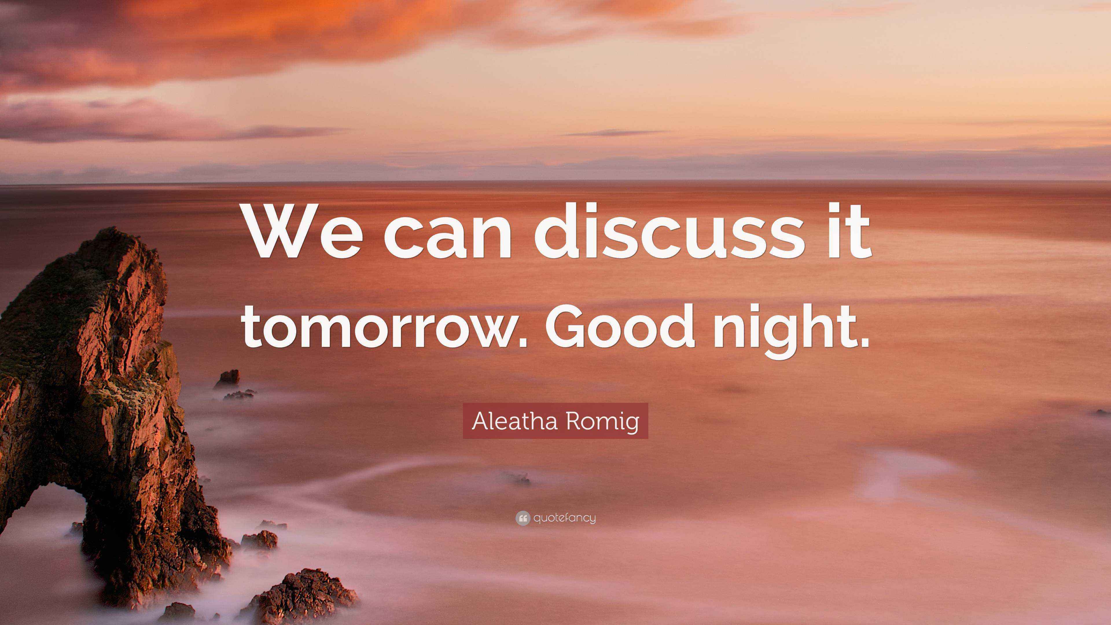 Aleatha Romig Quote: “We can discuss it tomorrow. Good night.”