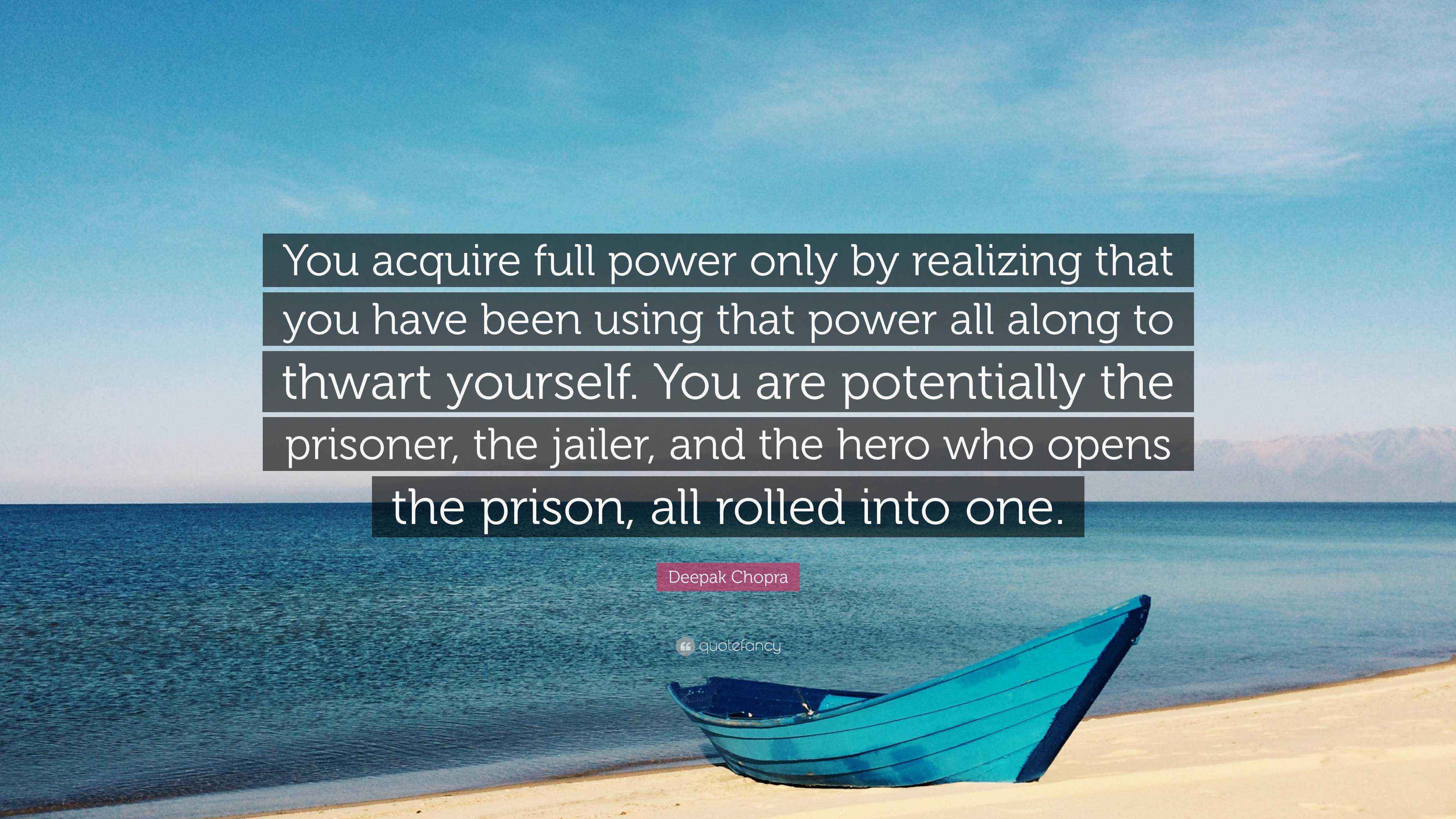 Deepak Chopra Quote: “You acquire full power only by realizing that you ...