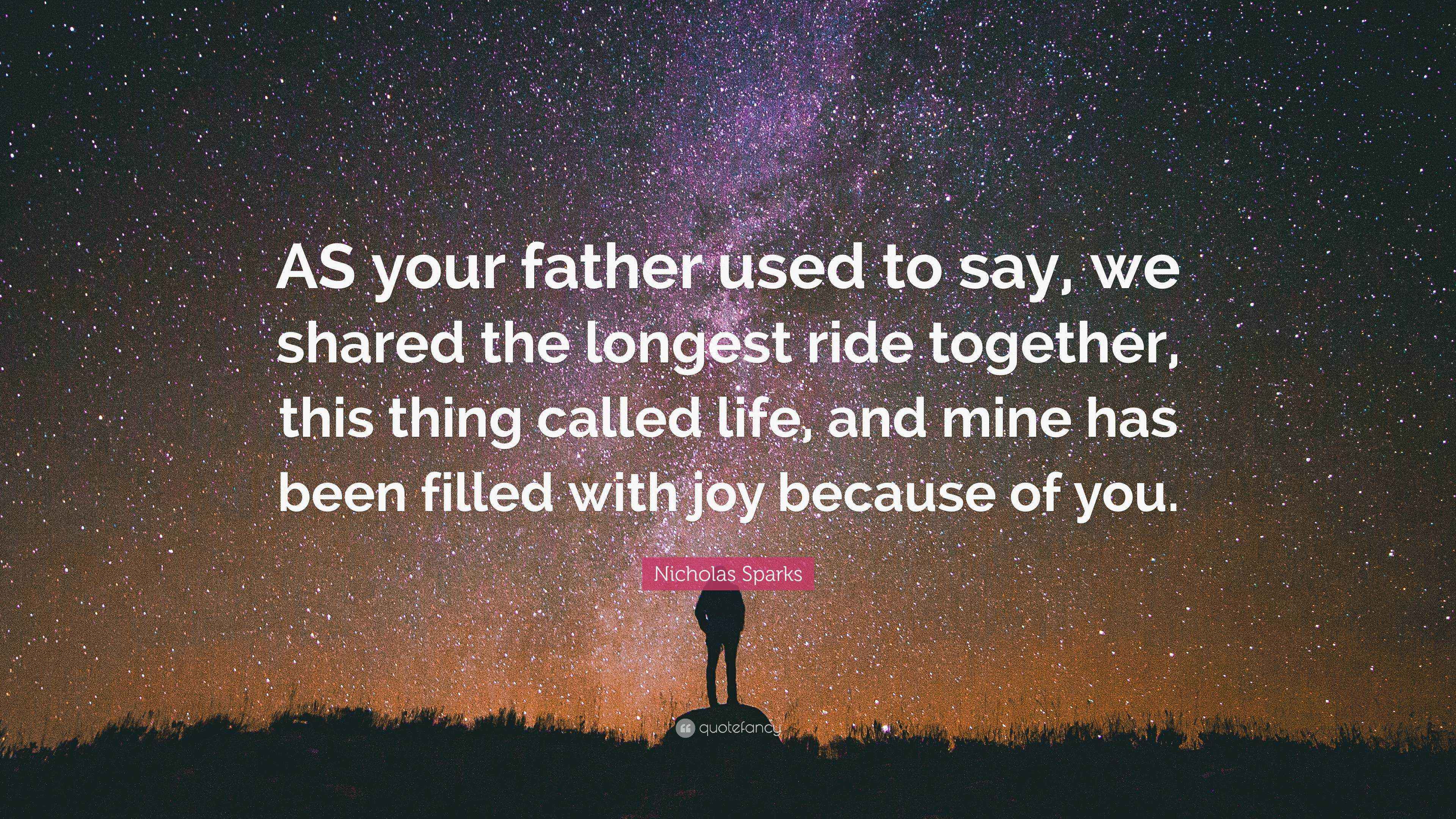 Nicholas Sparks Quote: “AS your father used to say, we shared the ...