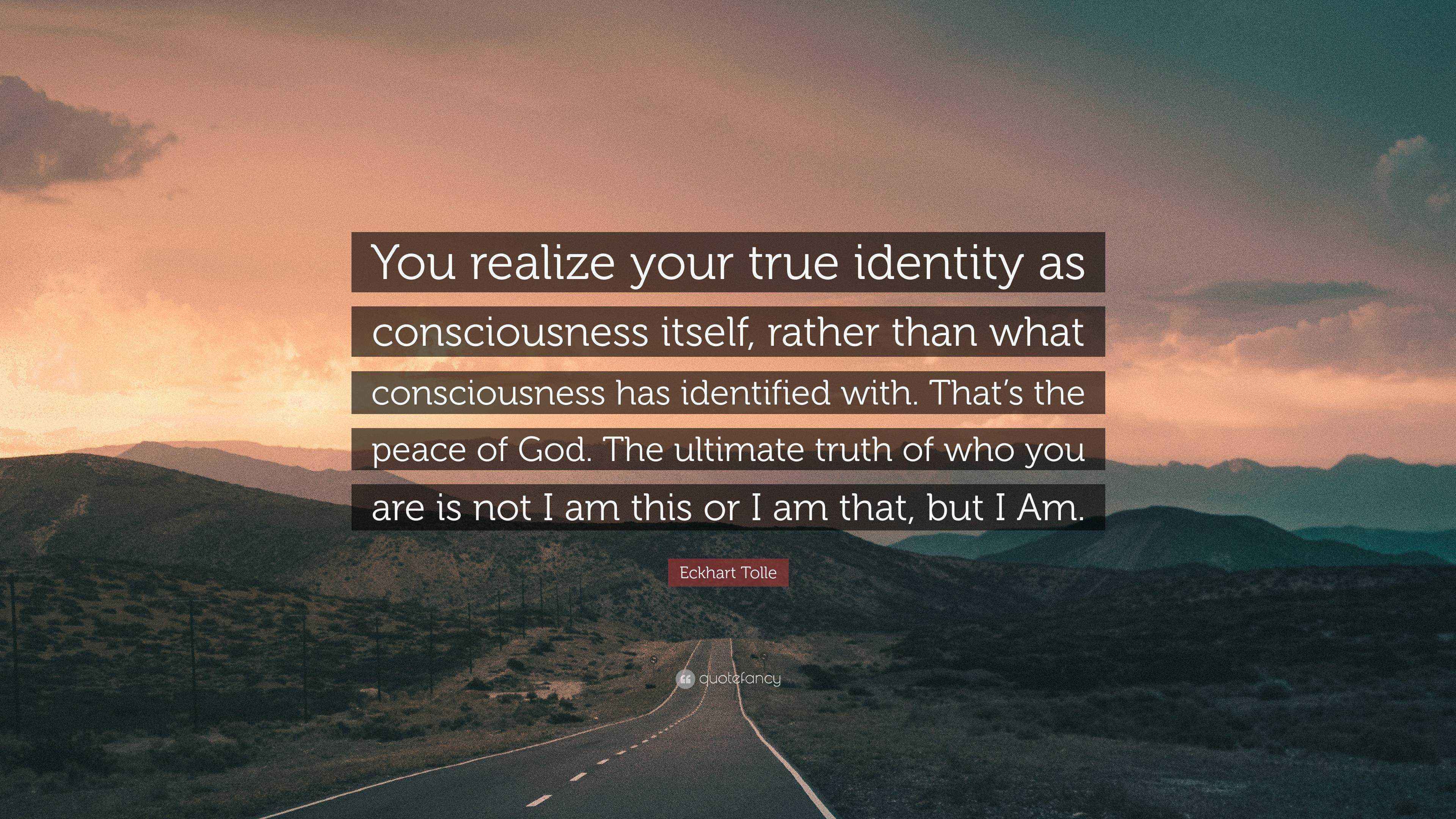 Eckhart Tolle Quote: “You realize your true identity as consciousness itself, rather than what ...