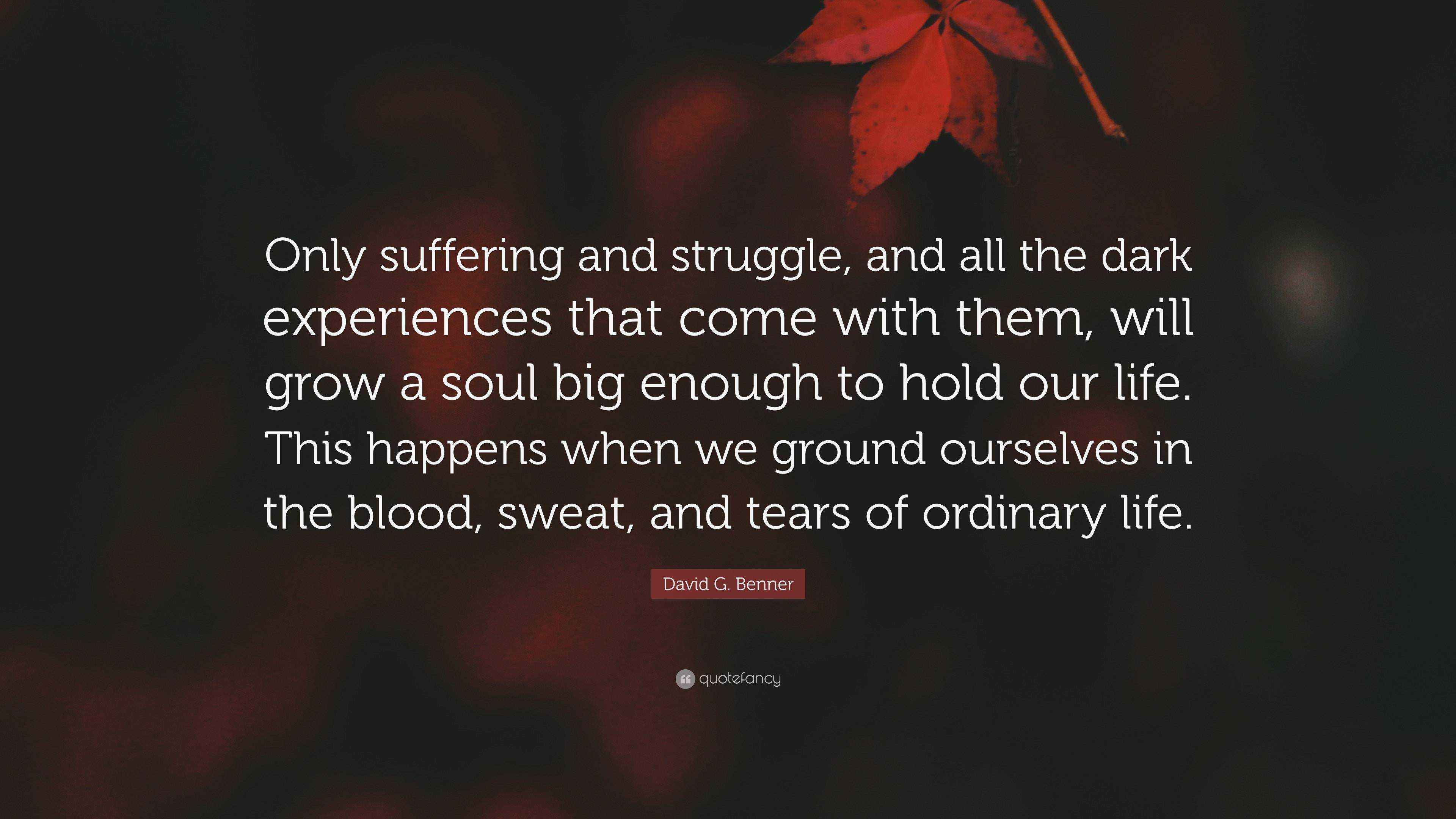 David G. Benner Quote: “Only suffering and struggle, and all the dark ...