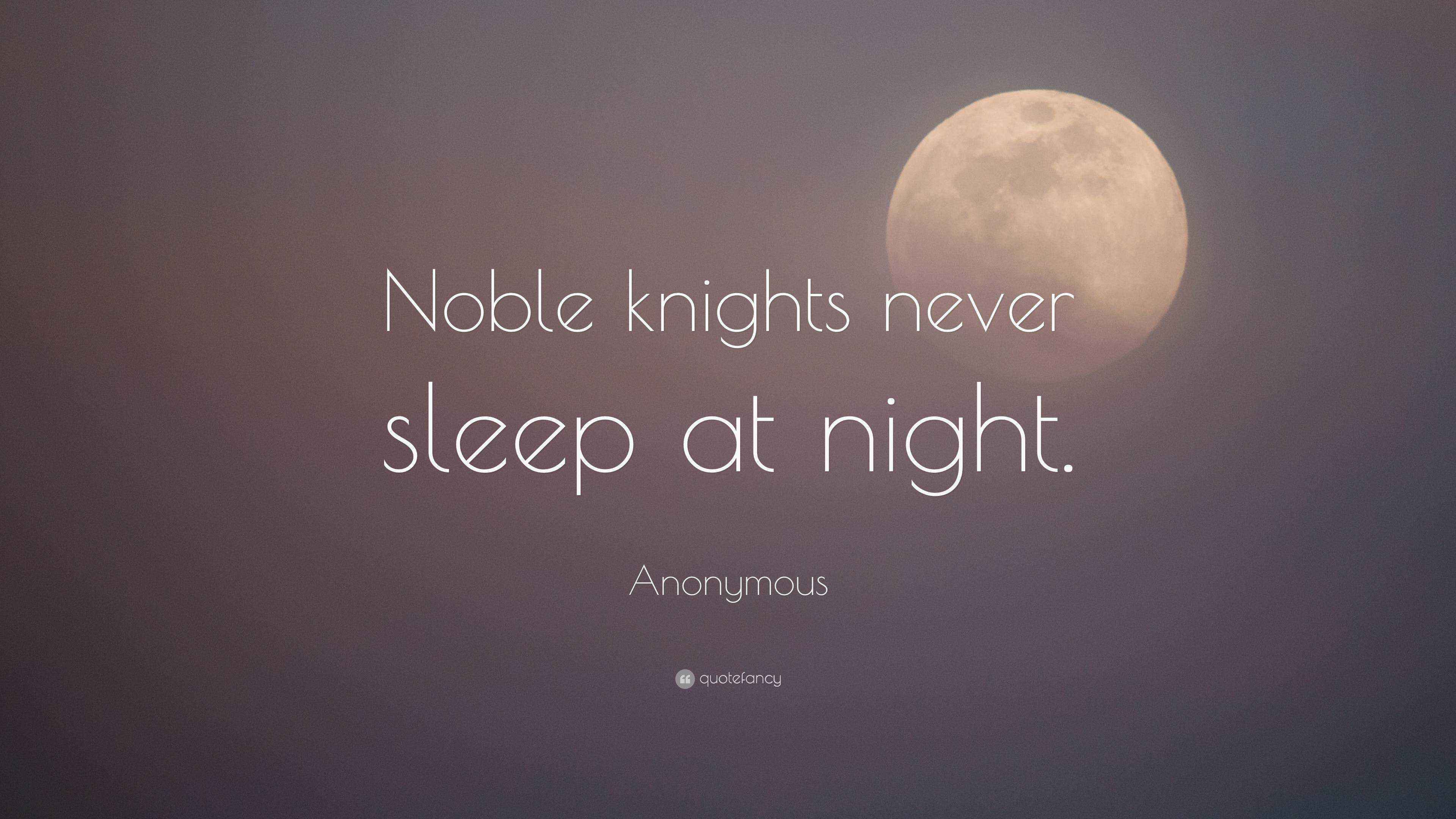 Anonymous Quote: “Noble knights never sleep at night.”