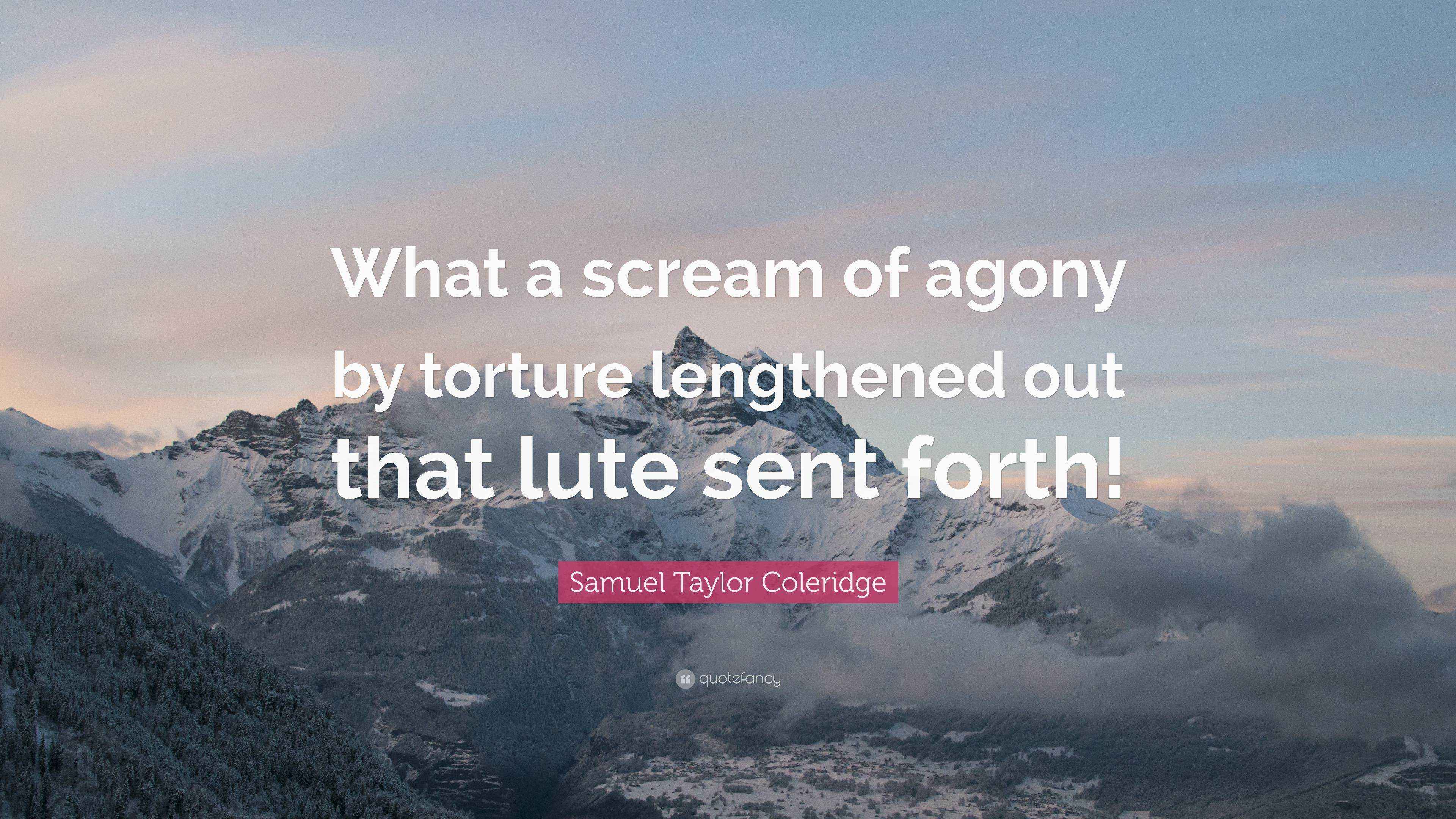 Samuel Taylor Coleridge Quote: “What a scream of agony by torture ...