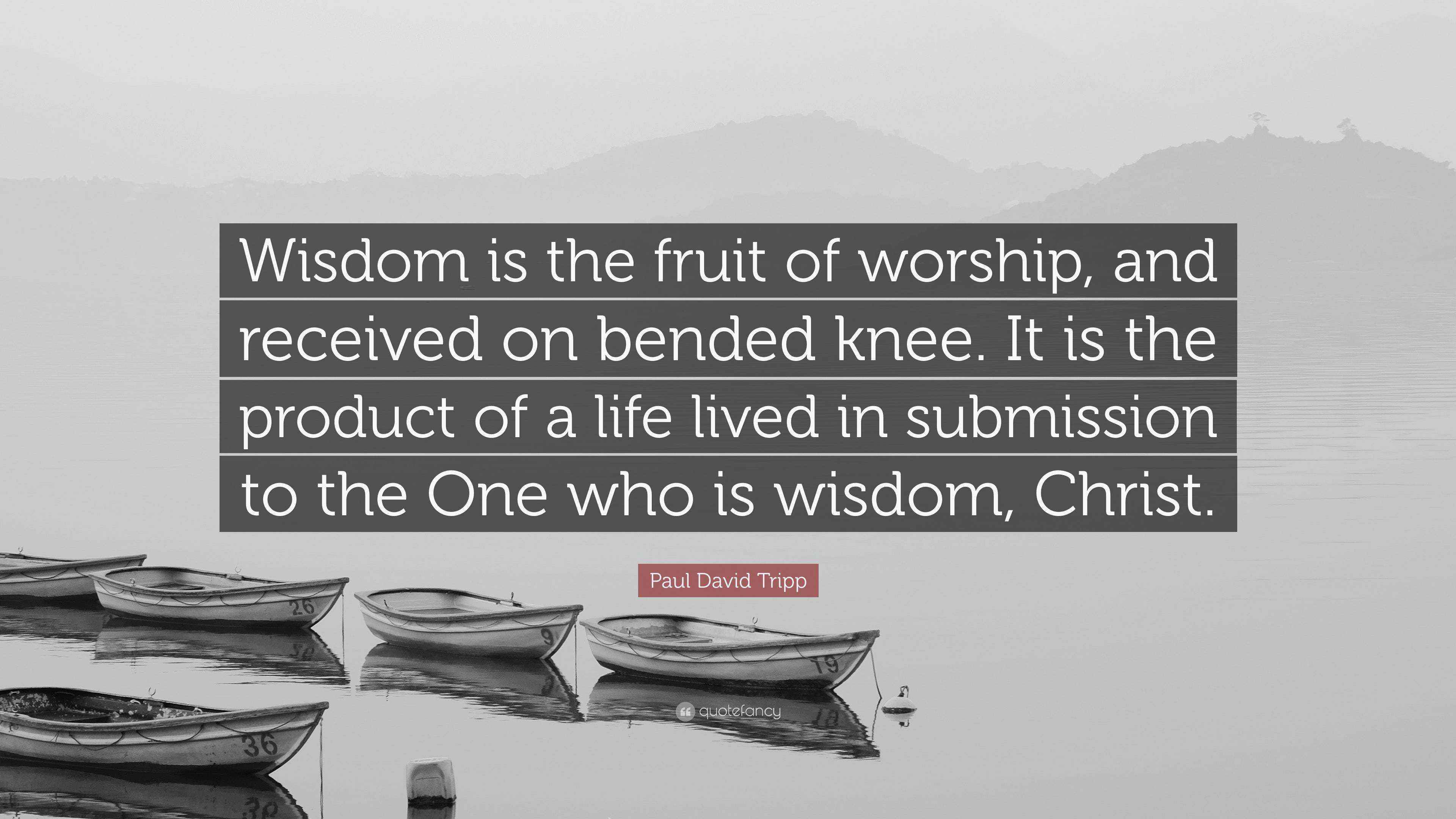Paul David Tripp Quote: “Wisdom is the fruit of worship, and received ...