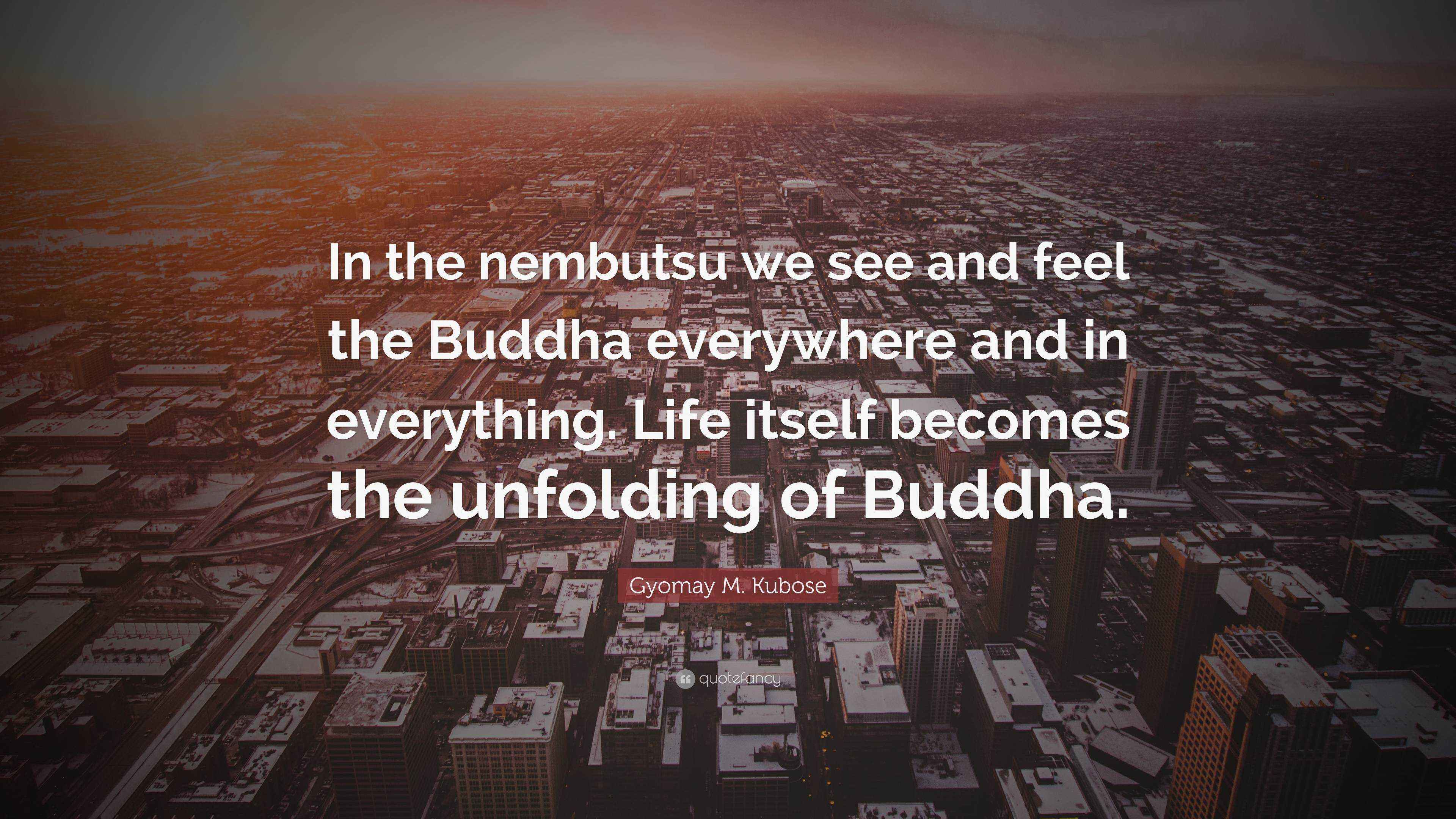Gyomay M. Kubose Quote: “In the nembutsu we see and feel the Buddha ...