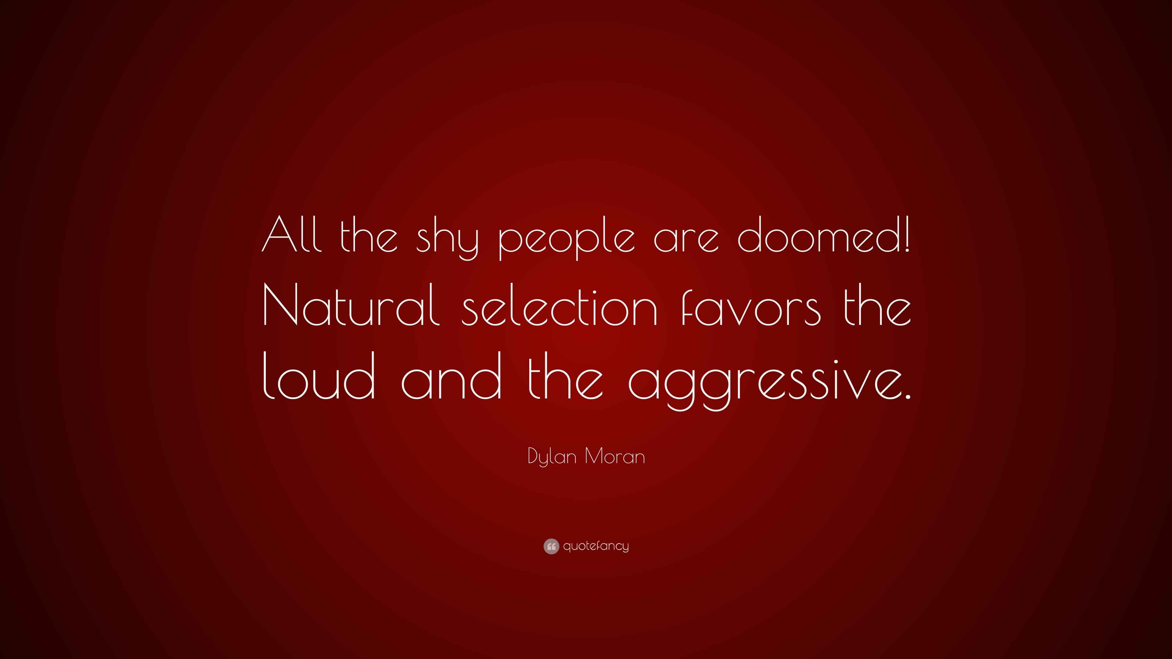 Dylan Moran Quote: “All the shy people are doomed! Natural selection ...