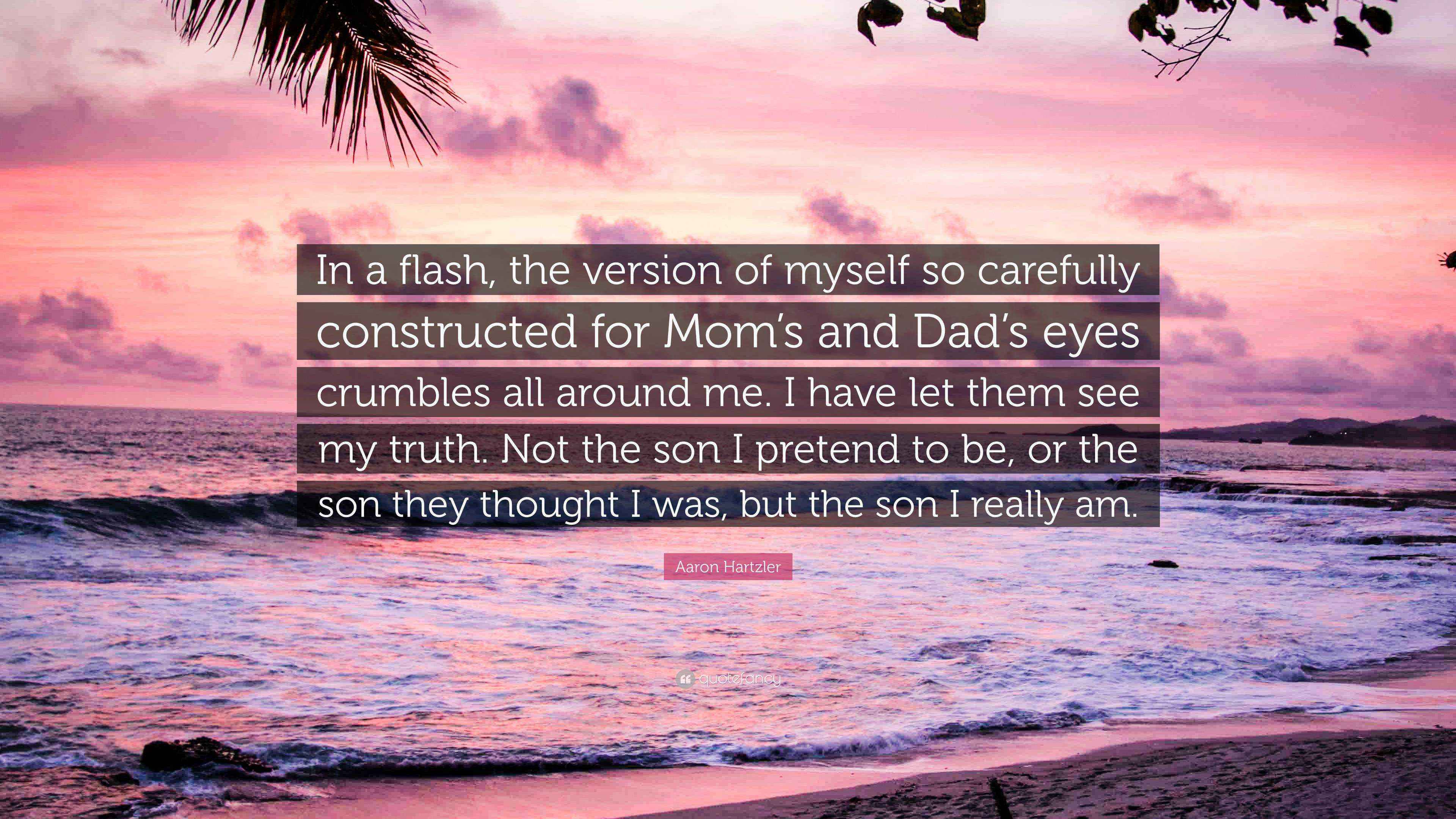 Aaron Hartzler Quote: “In a flash, the version of myself so carefully ...