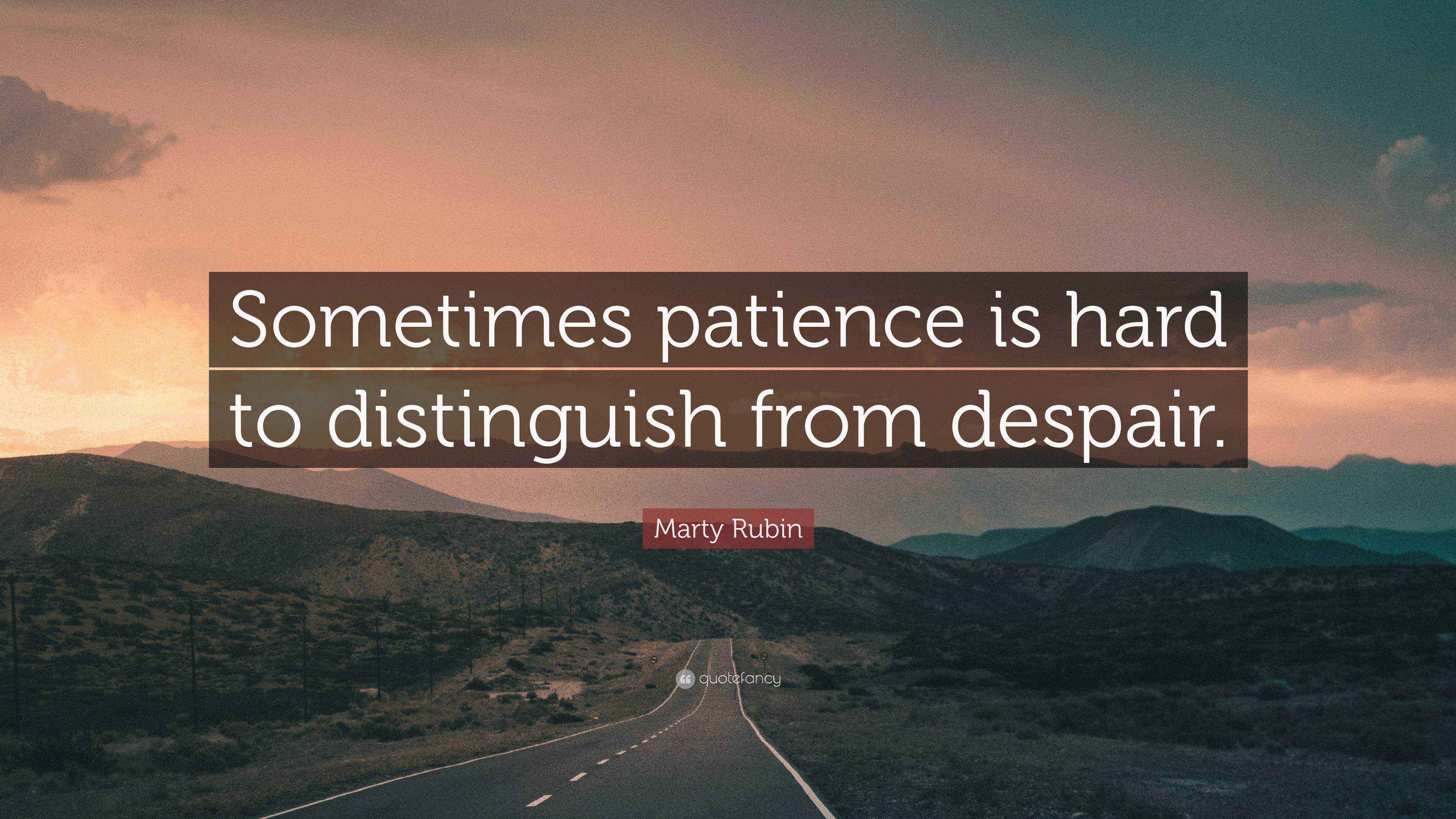 Marty Rubin Quote: “Sometimes patience is hard to distinguish from ...