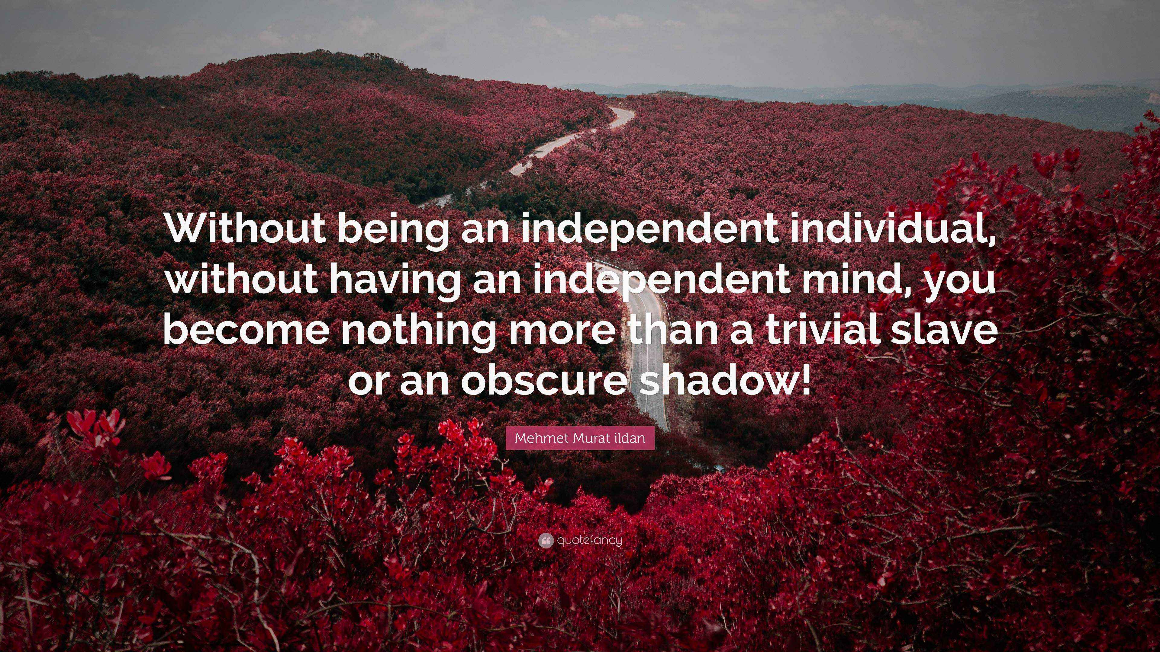 Mehmet Murat ildan Quote: “Without being an independent individual ...