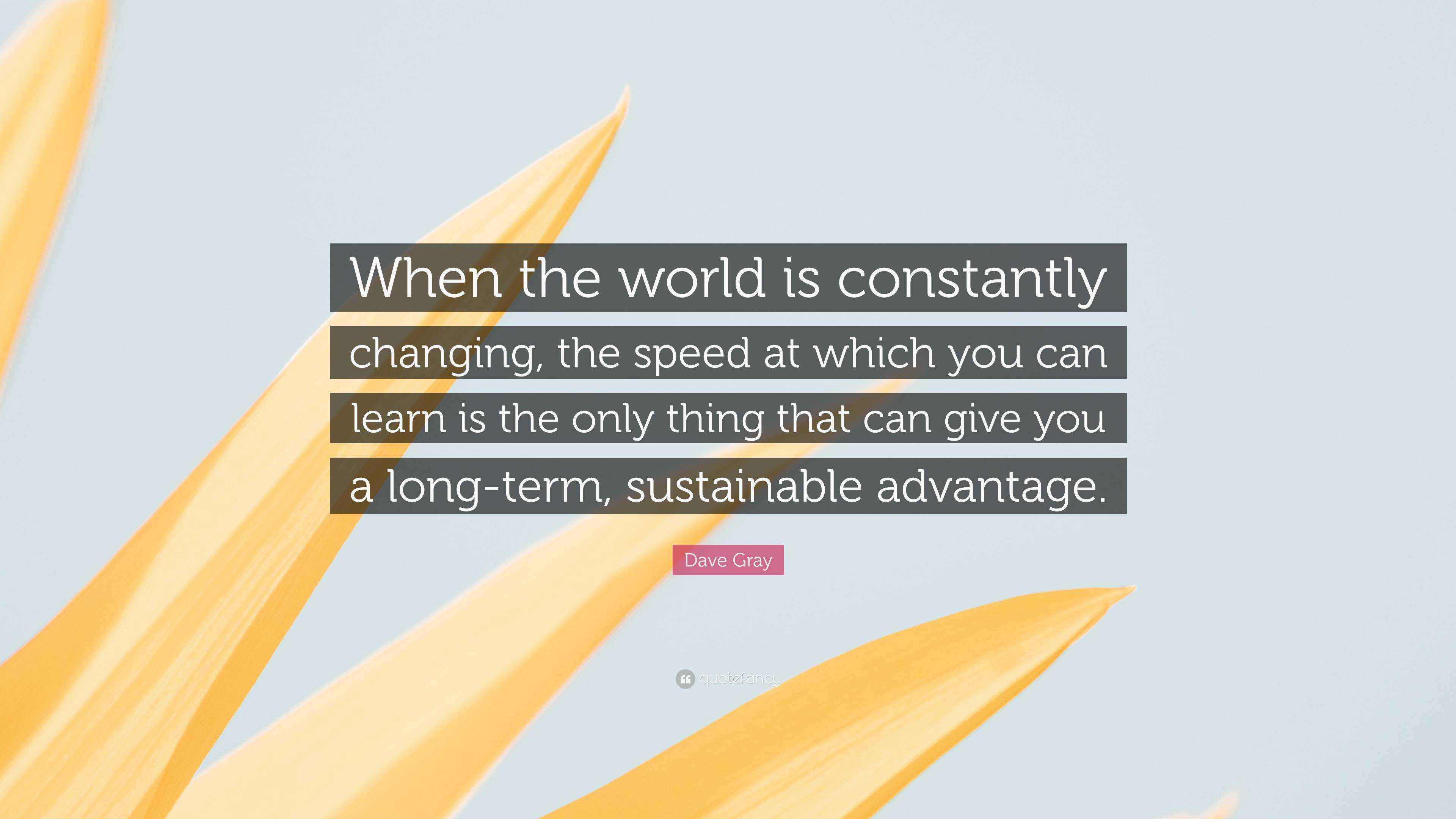 Dave Gray Quote: “When the world is constantly changing, the speed at ...