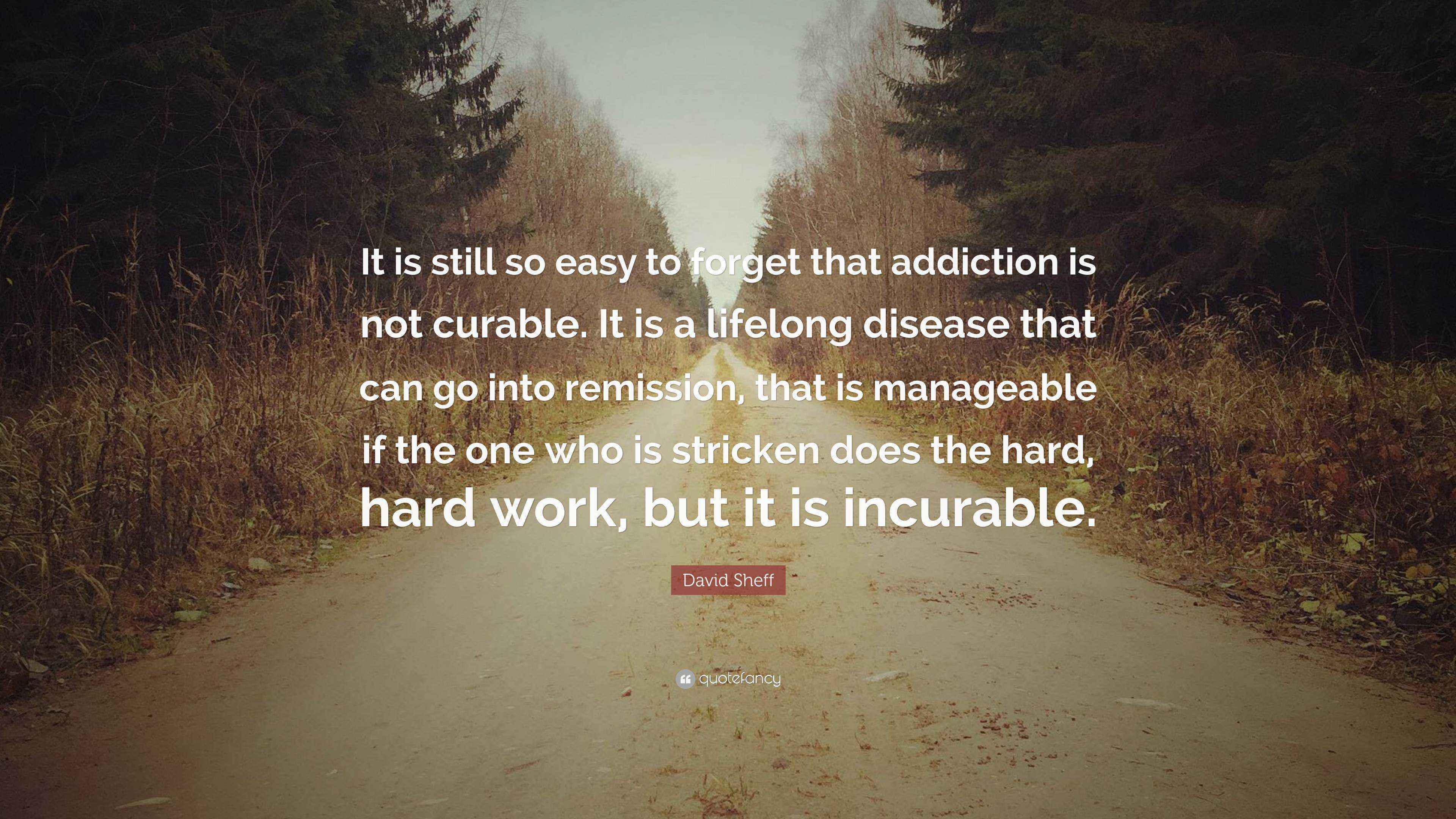 David Sheff Quote: “It is still so easy to forget that addiction is not ...