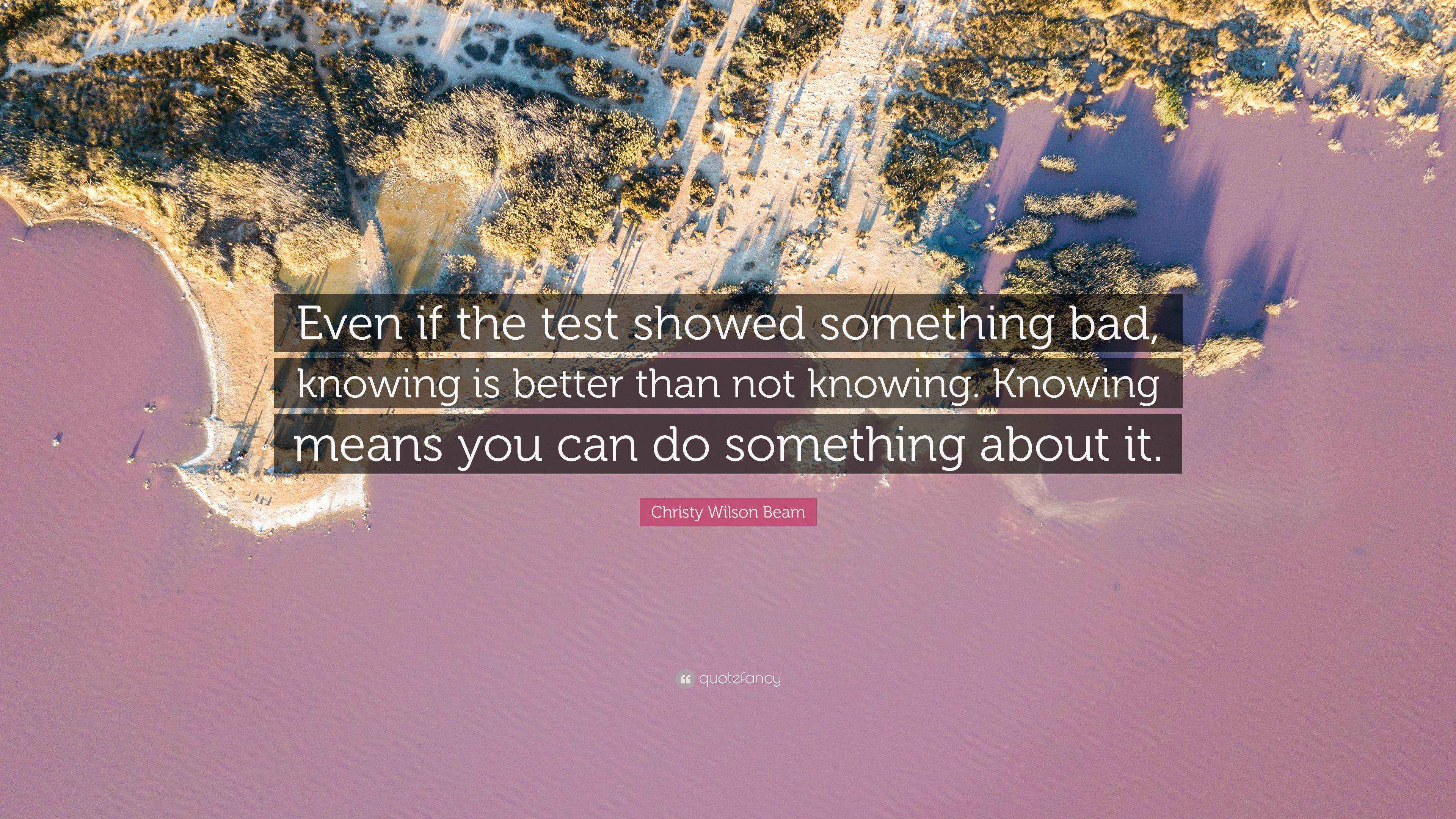 Christy Wilson Beam Quote: “Even if the test showed something bad ...