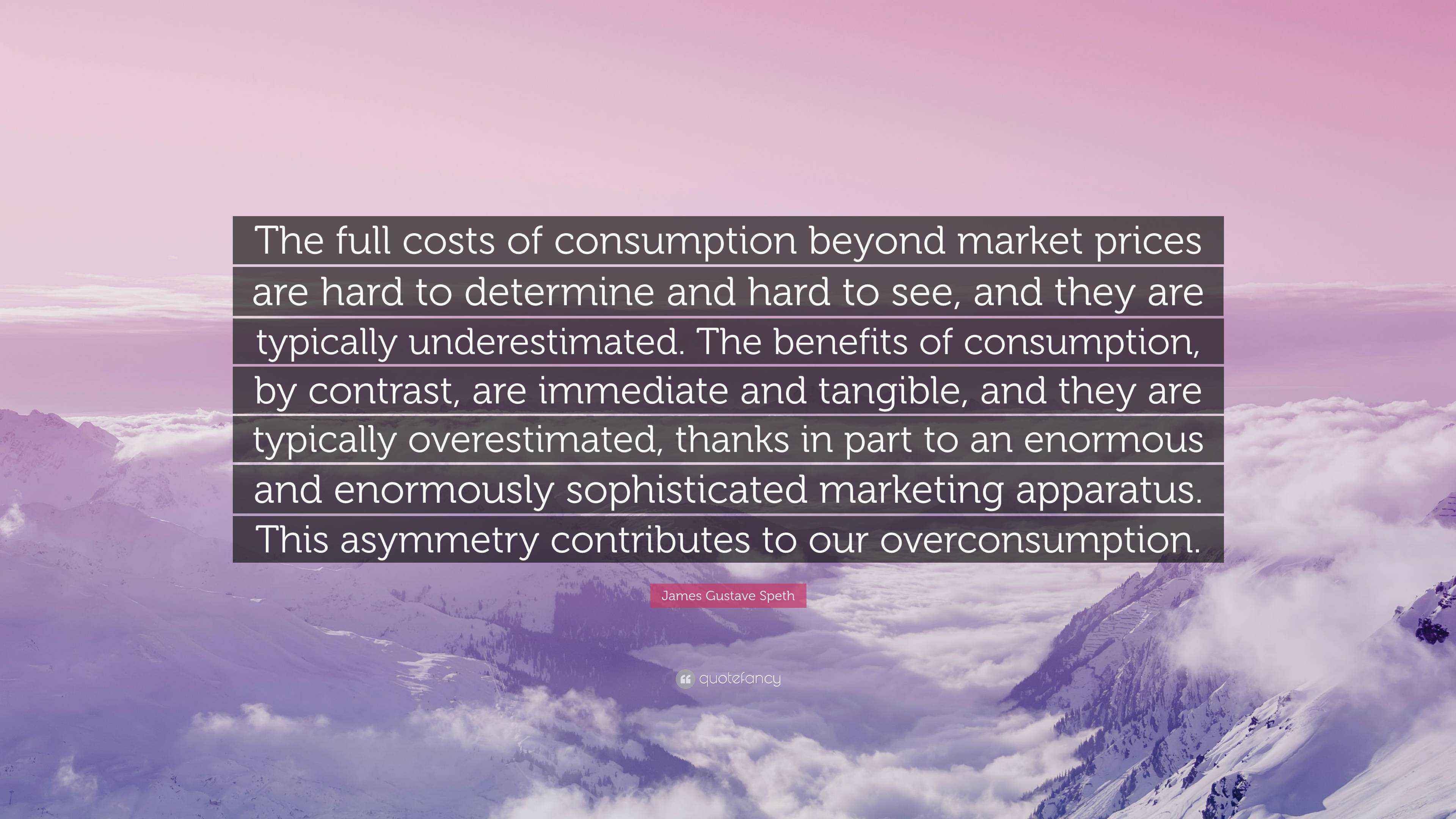 James Gustave Speth Quote: “The full costs of consumption beyond market ...