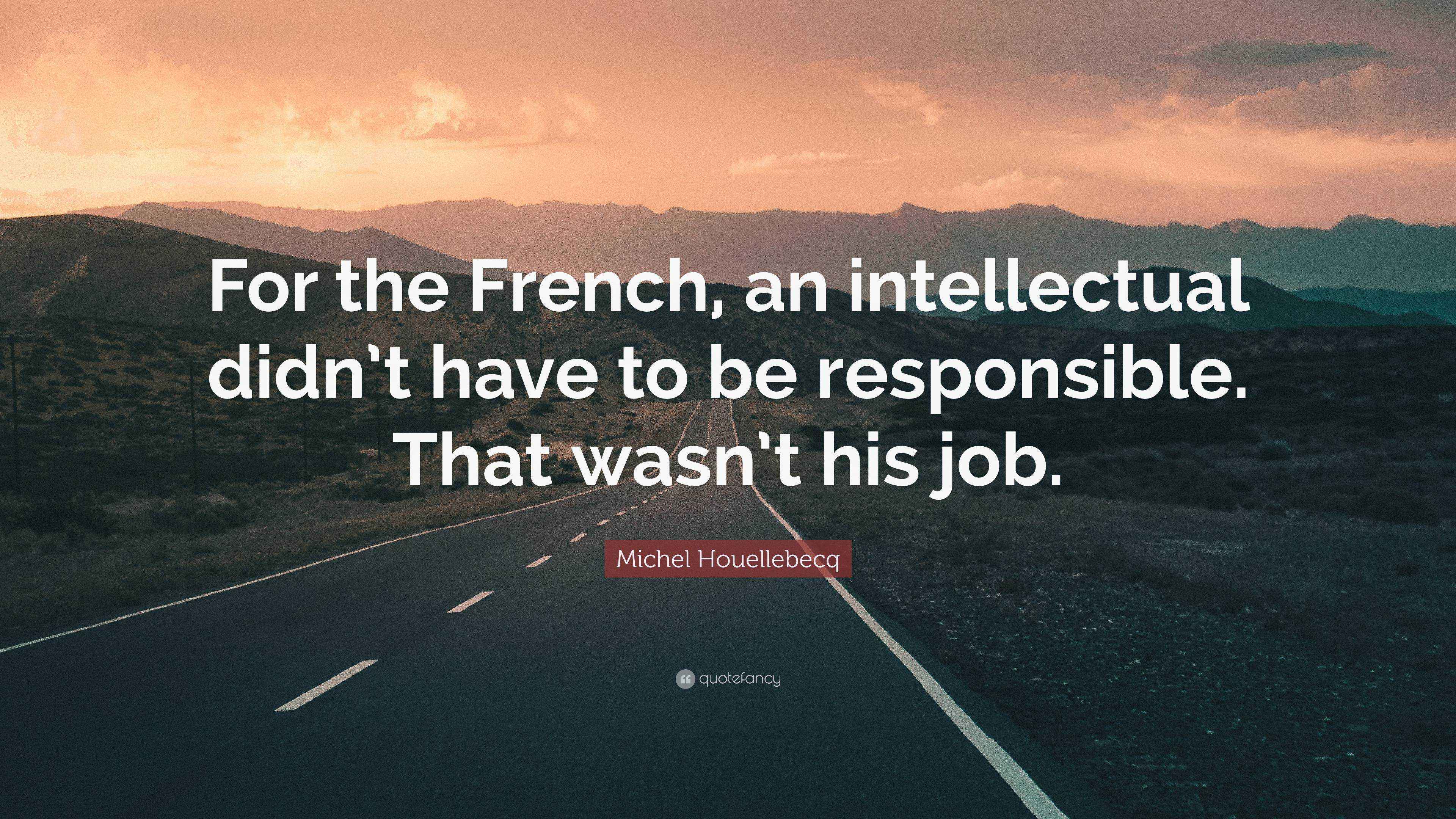 Michel Houellebecq Quote: “For the French, an intellectual didn’t have ...