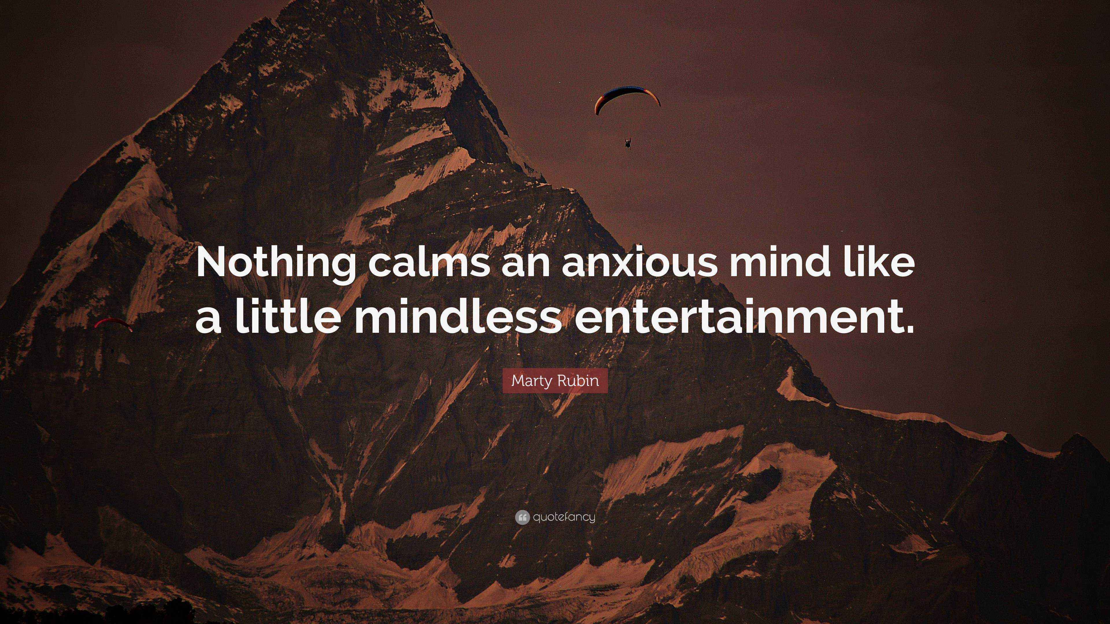 Marty Rubin Quote: “Nothing calms an anxious mind like a little ...