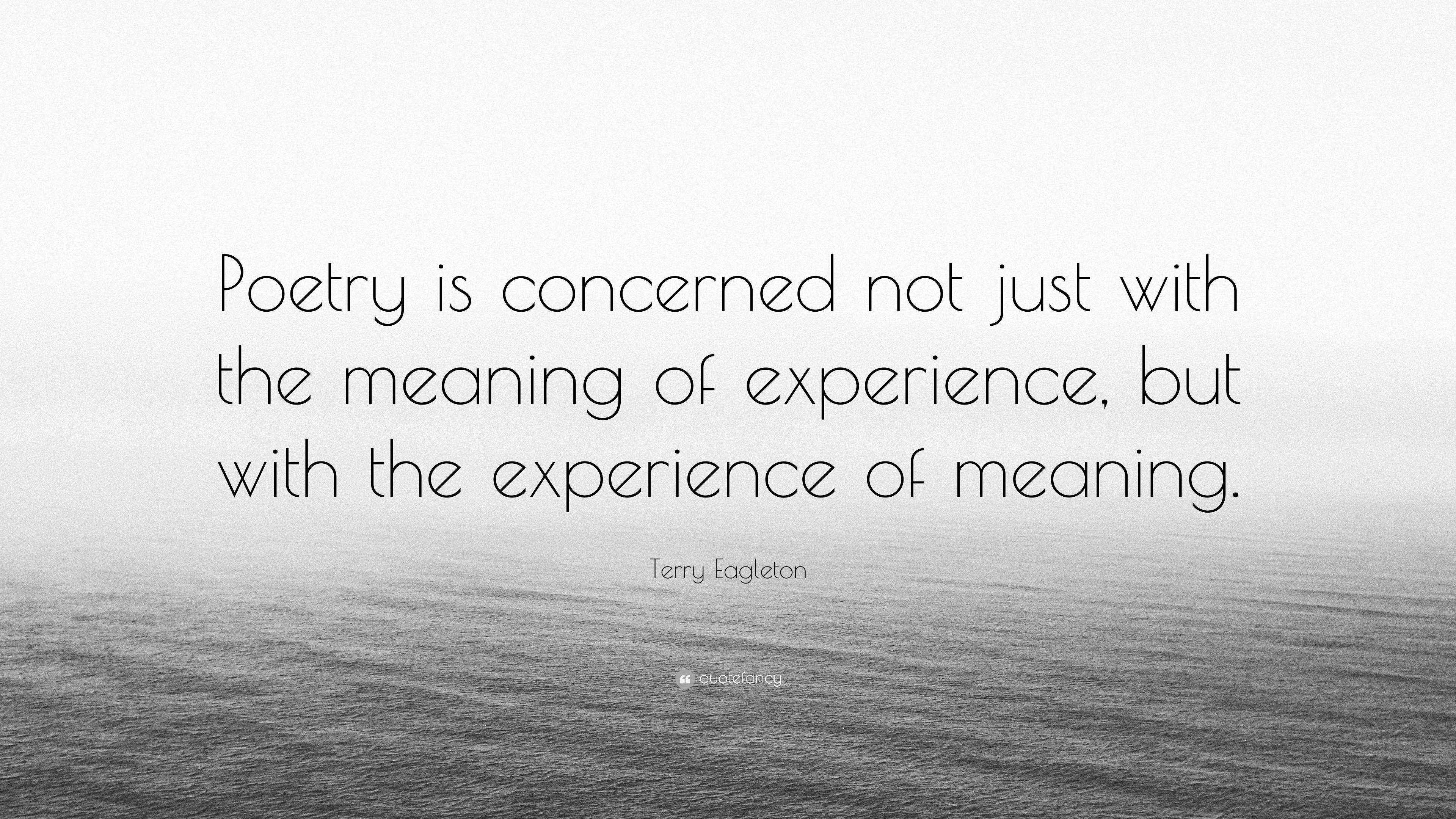 Terry Eagleton Quote: “Poetry is concerned not just with the meaning of ...