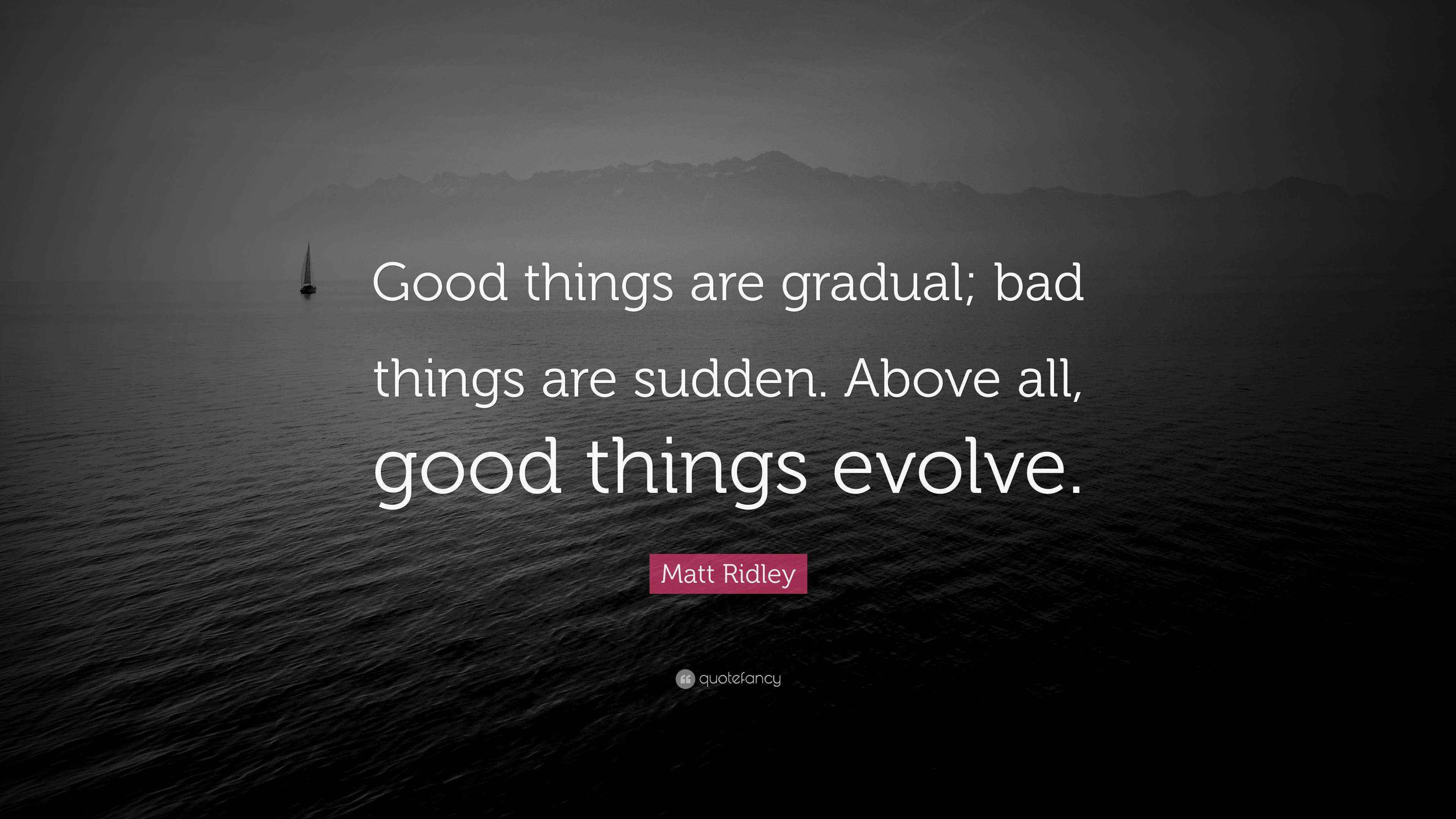 Matt Ridley Quote: “Good things are gradual; bad things are sudden ...